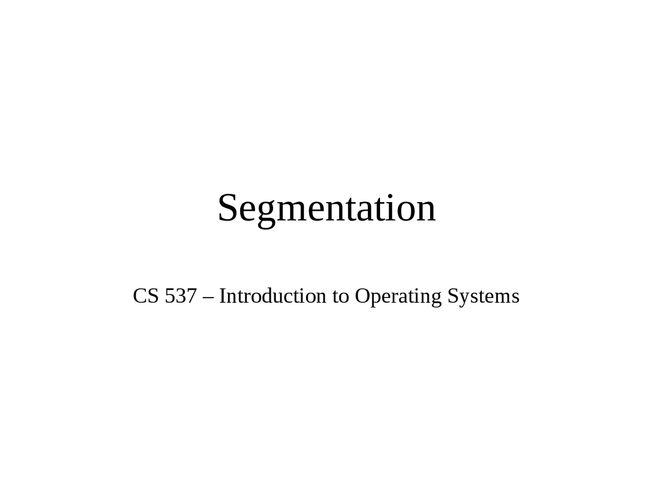 Segmentation In Operating System Docsity