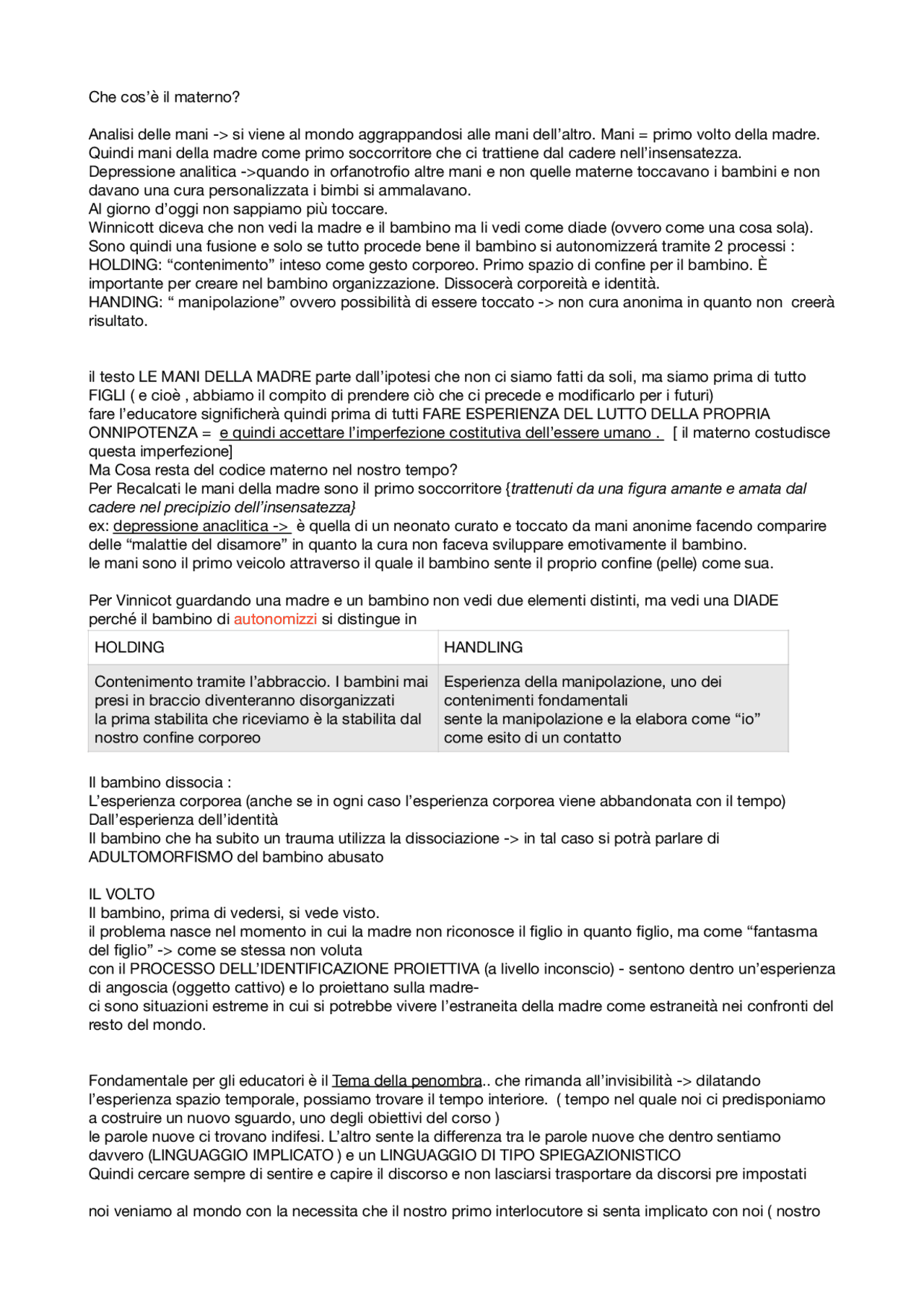 Le Mani Della Madre Massimo Recalcati Docsity