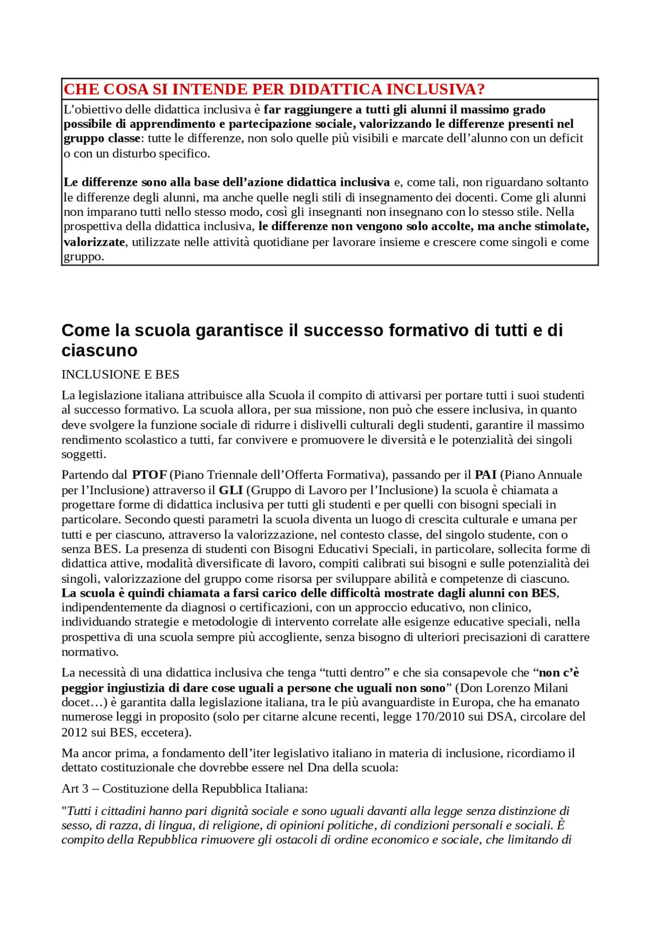 Appunti Didattica Inclusiva Profssa Santi Unipd Docsity