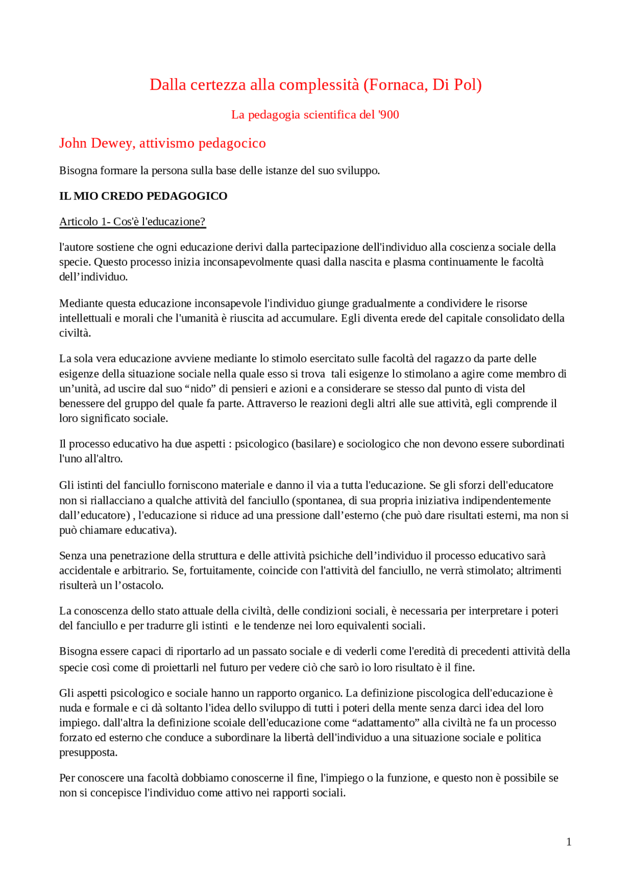 Dalla Certezza Alla Complessità Fornaca Di Pol Docsity