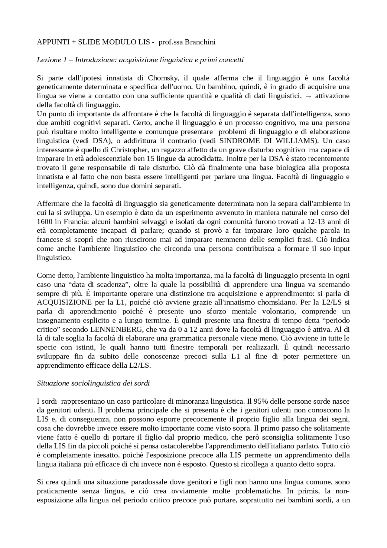 Modulo Lingua dei segni 1 - Docsity