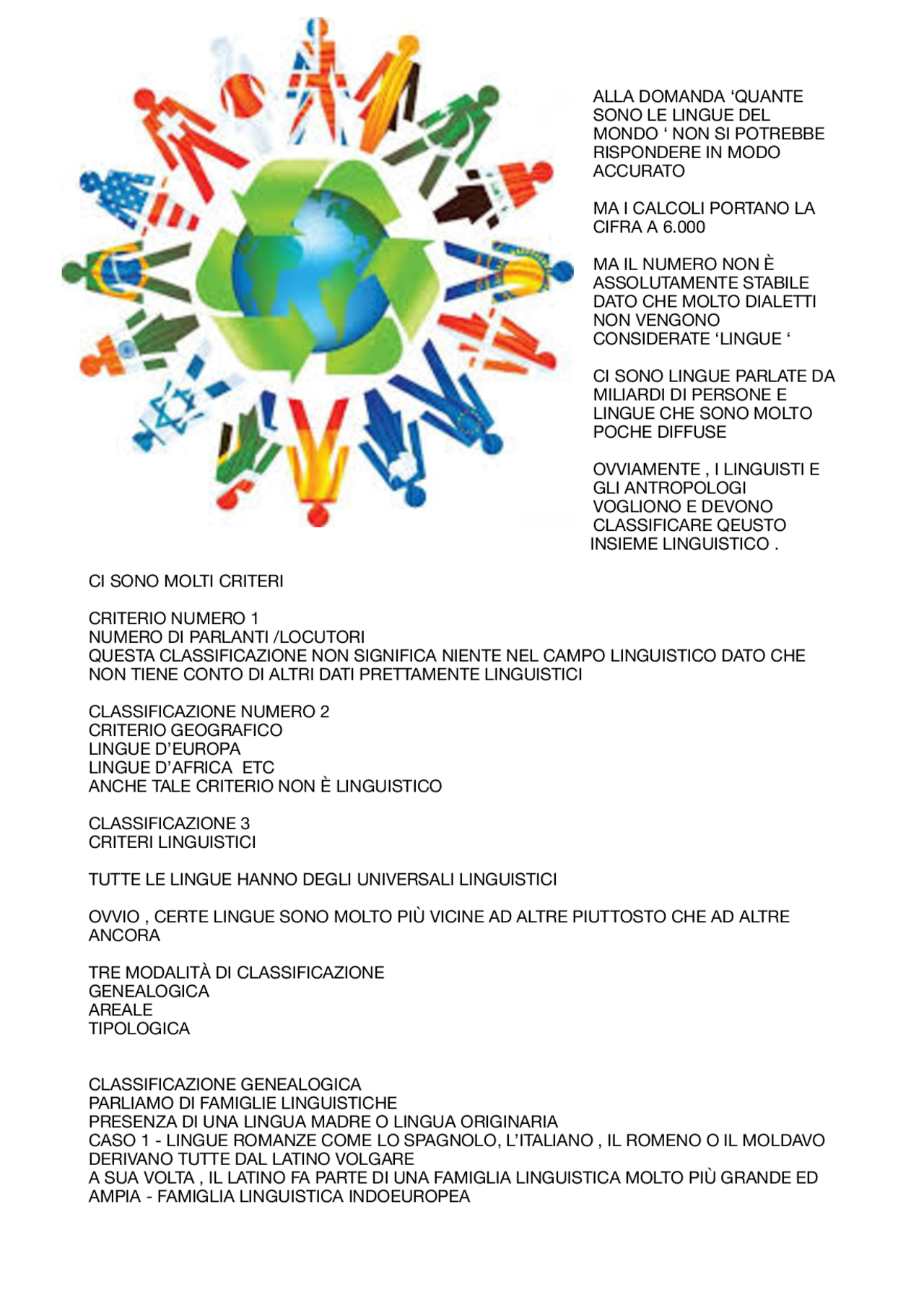 Le Lingue Del Mondo E La Loro Classificazione Docsity