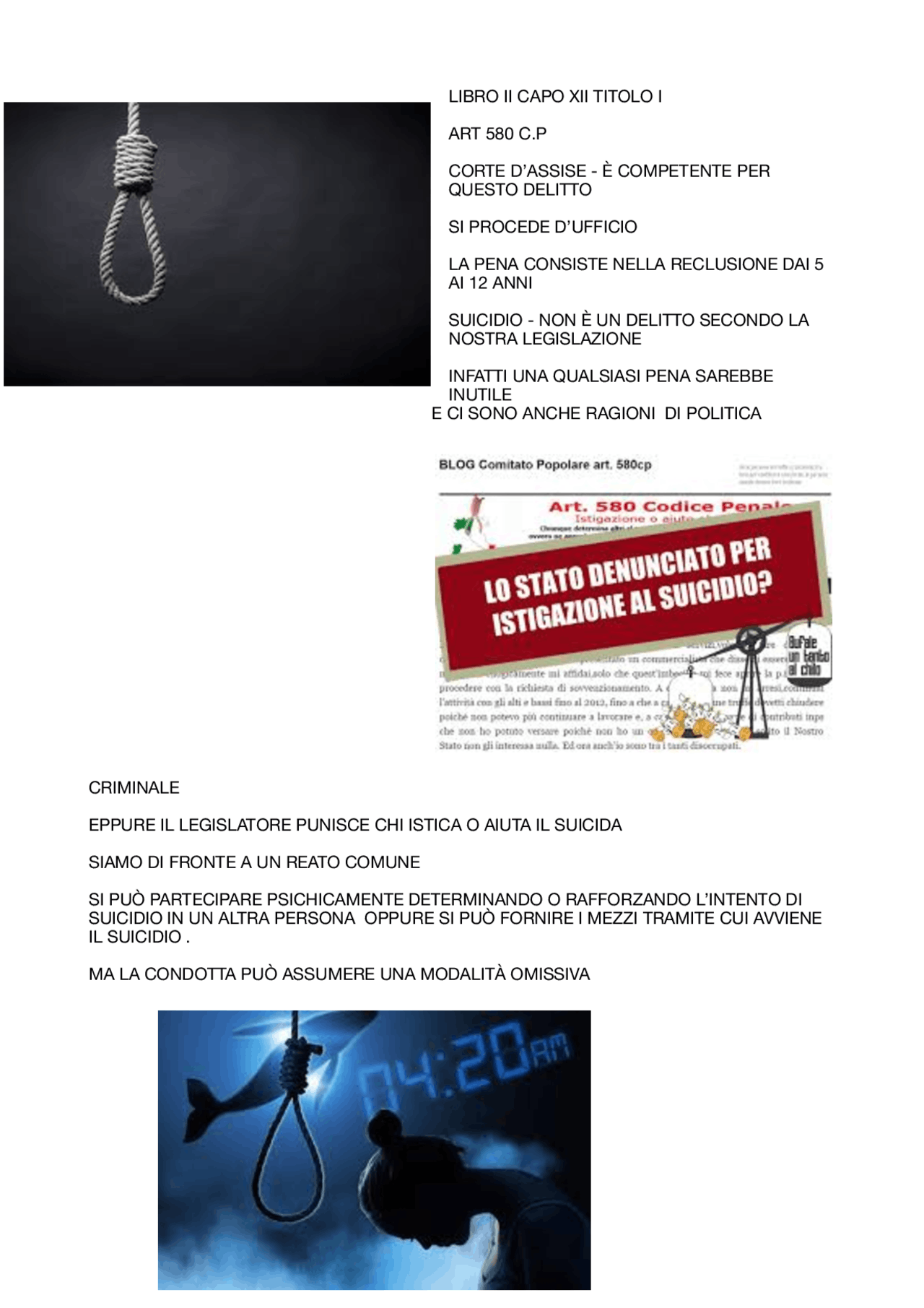 Istigazione Aiuto Al Suicidio Docsity