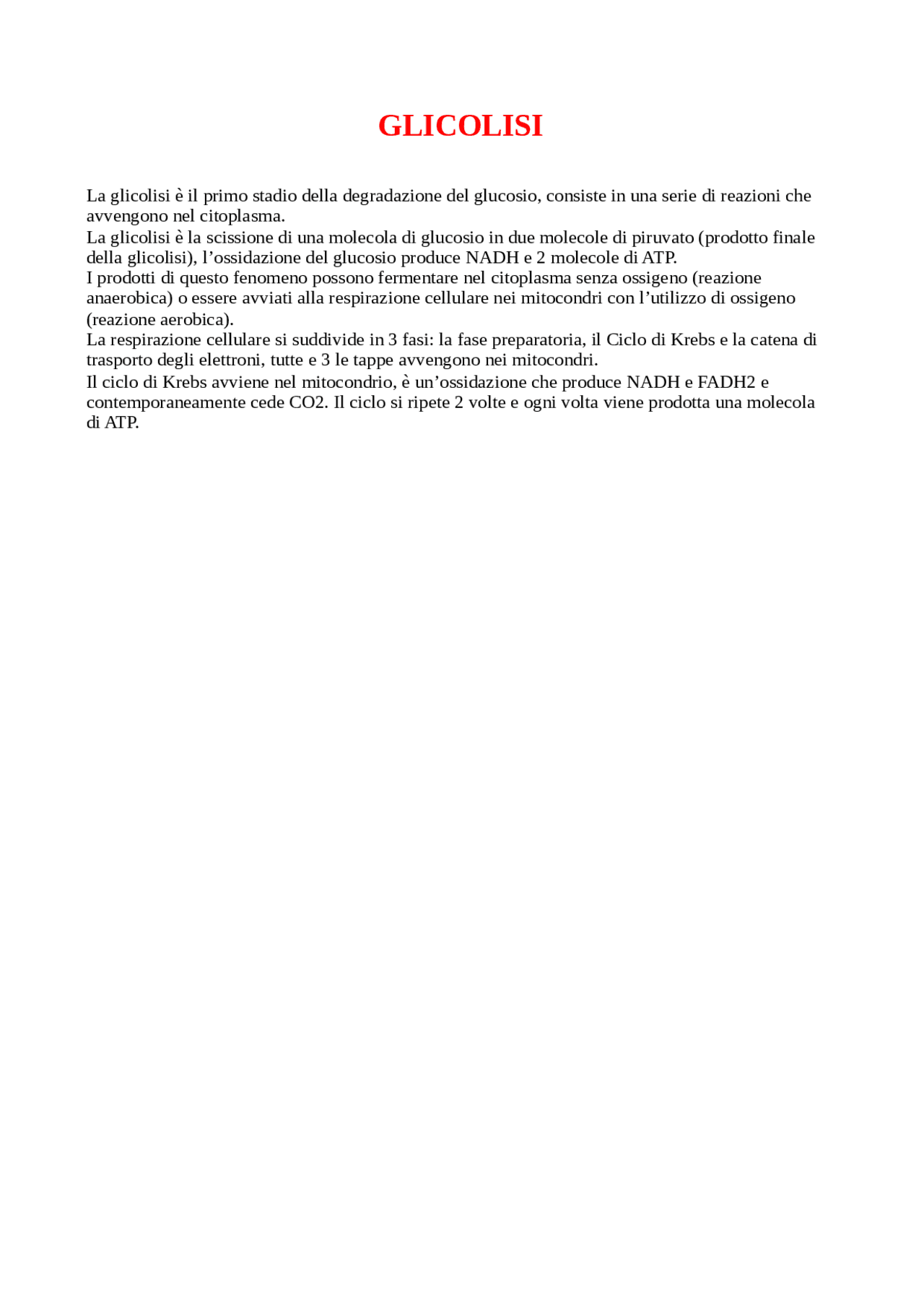 Appunti Glicolisi Scienze Docsity