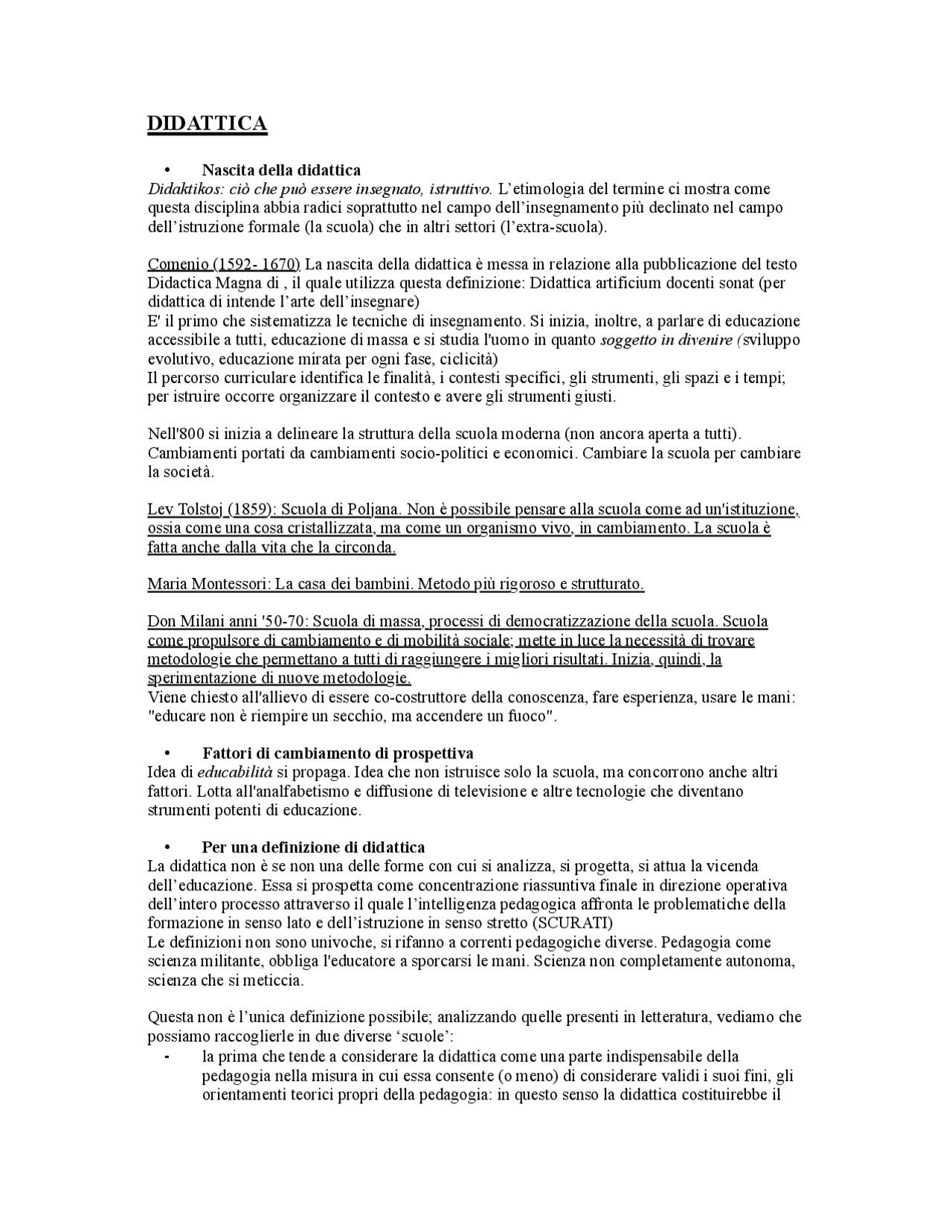 Sulla Didattica Bartolini Docsity