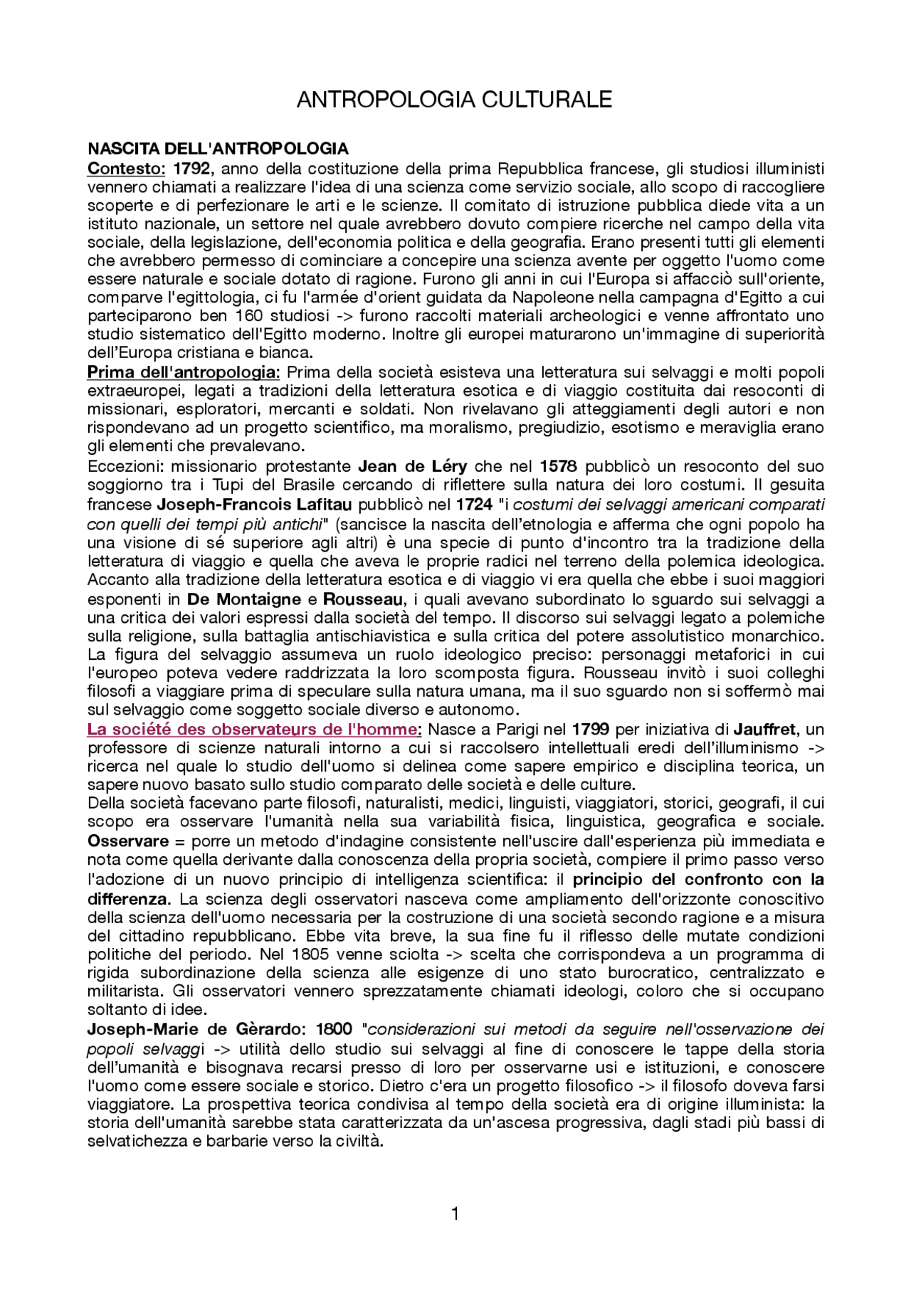 Riassunto Di Antropologia Ugo Fabietti Docsity