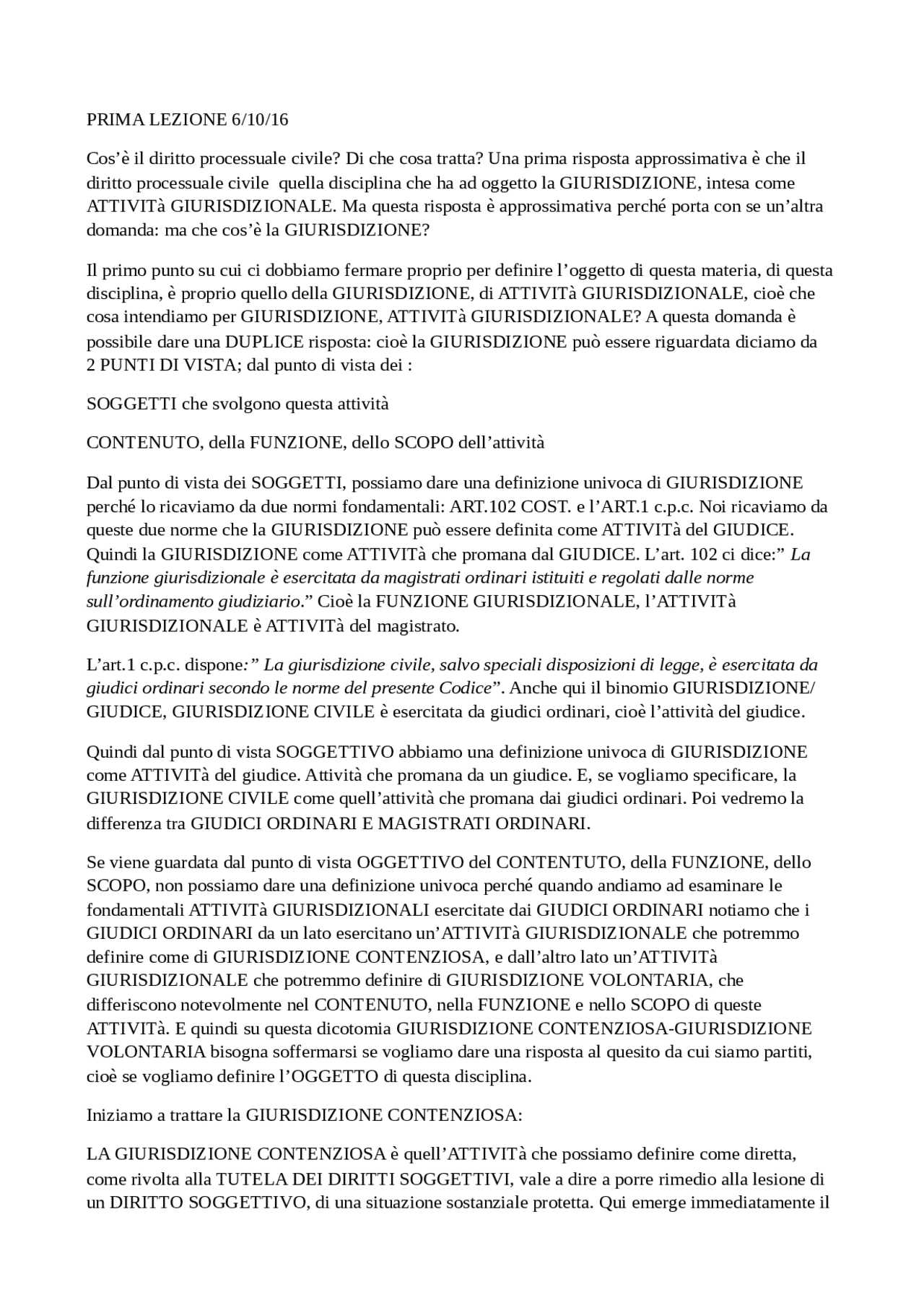 Lezione Sul Diritto Processuale Civile Appunti Di Diritto Processuale