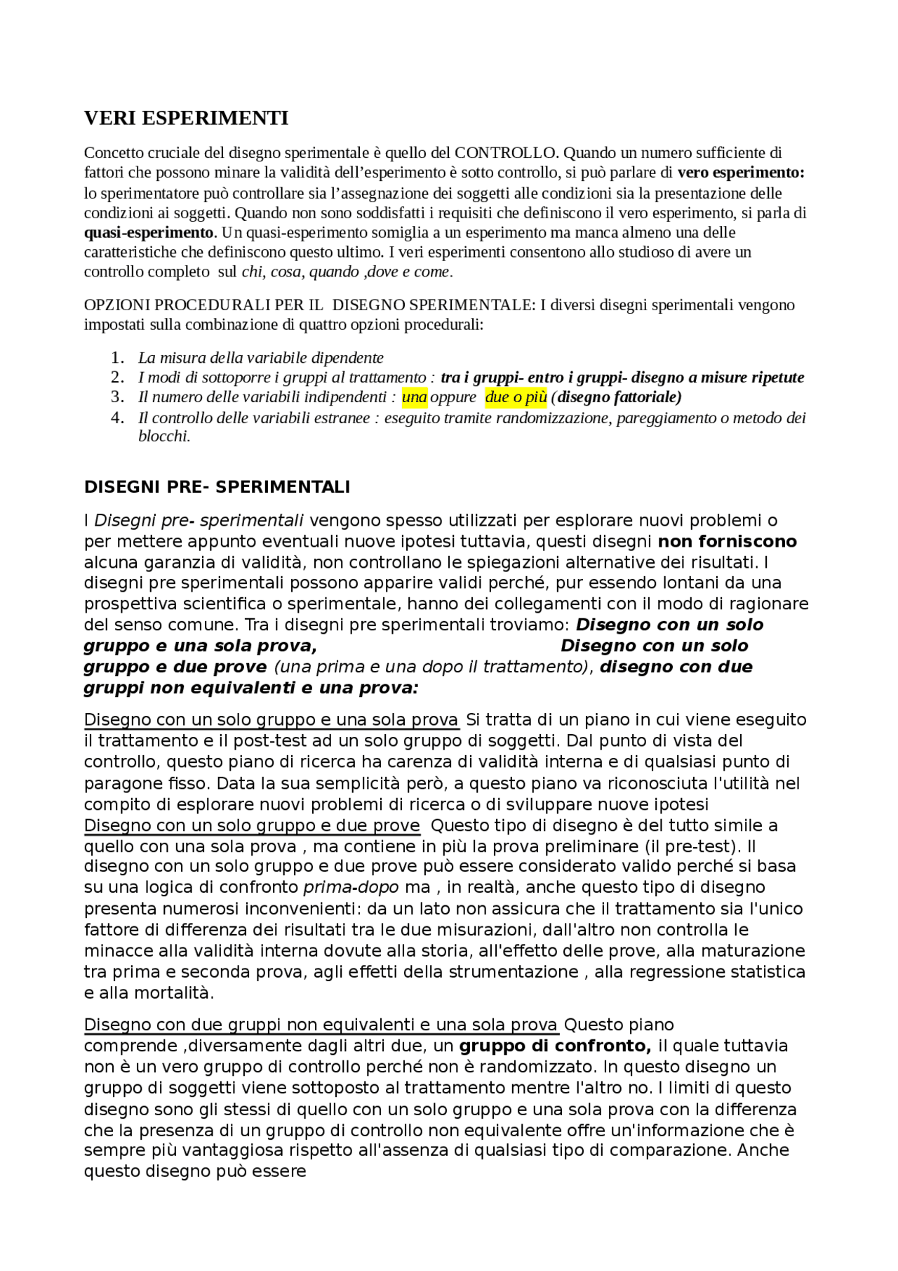 I veri esperimenti - Docsity