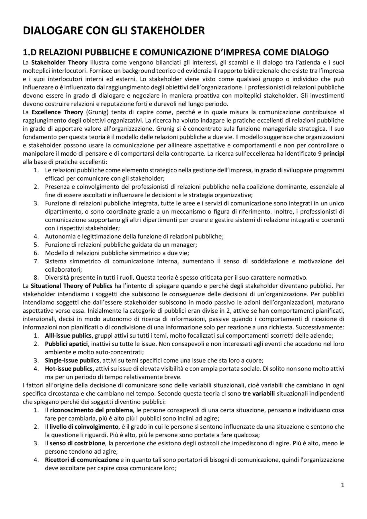 Dialogare Con Gli Stakeholder Rpci Iulm 1° Anno Docsity