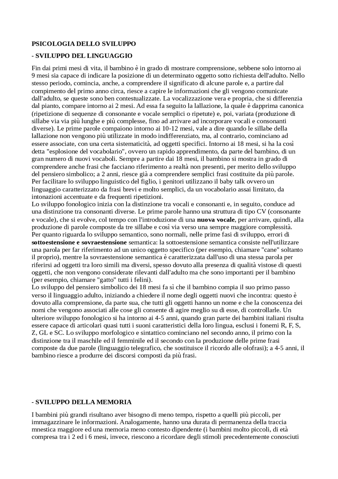 Domande E Risposte Psicologia Dello Sviluppo Docsity