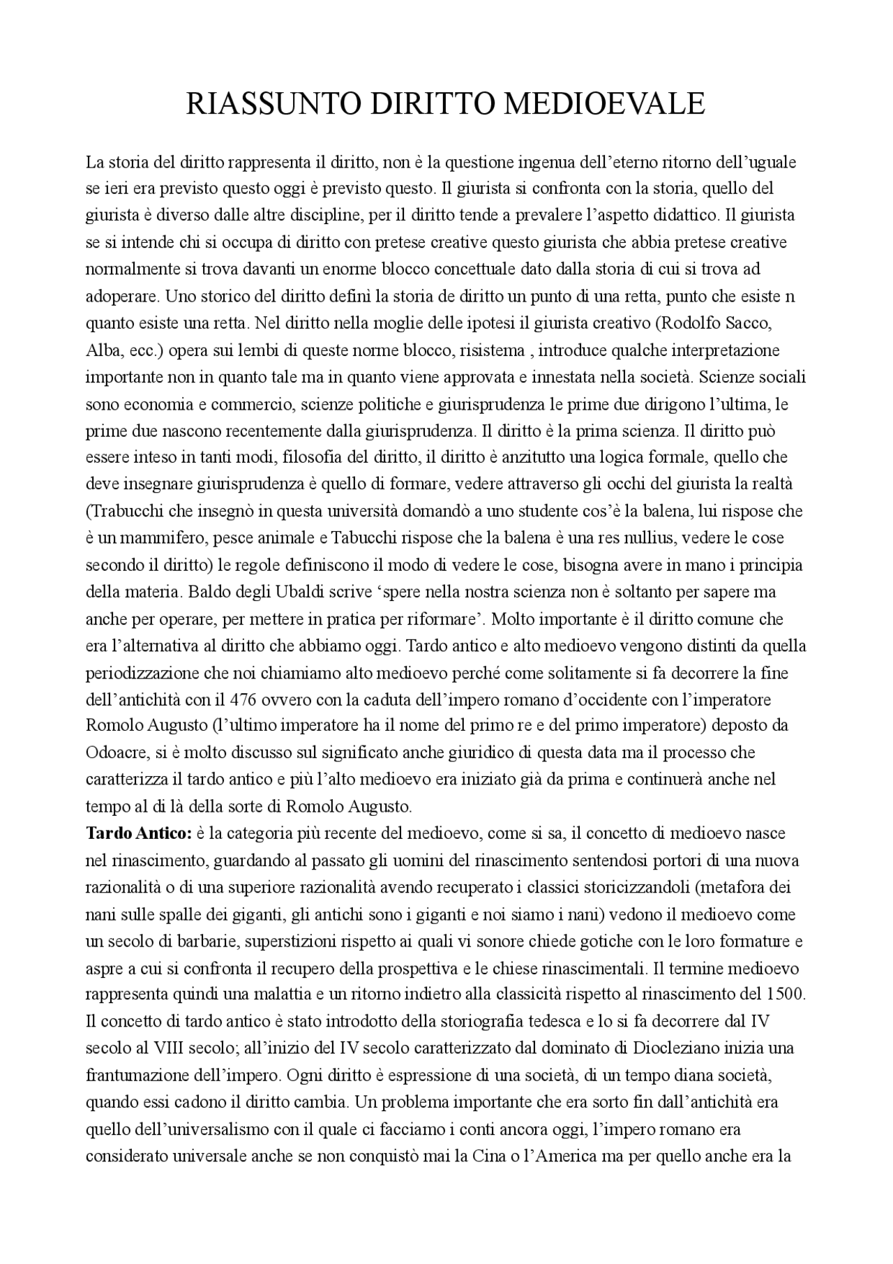 Riassunto Corso Storia Del Diritto Medioevale E Moderno Docsity