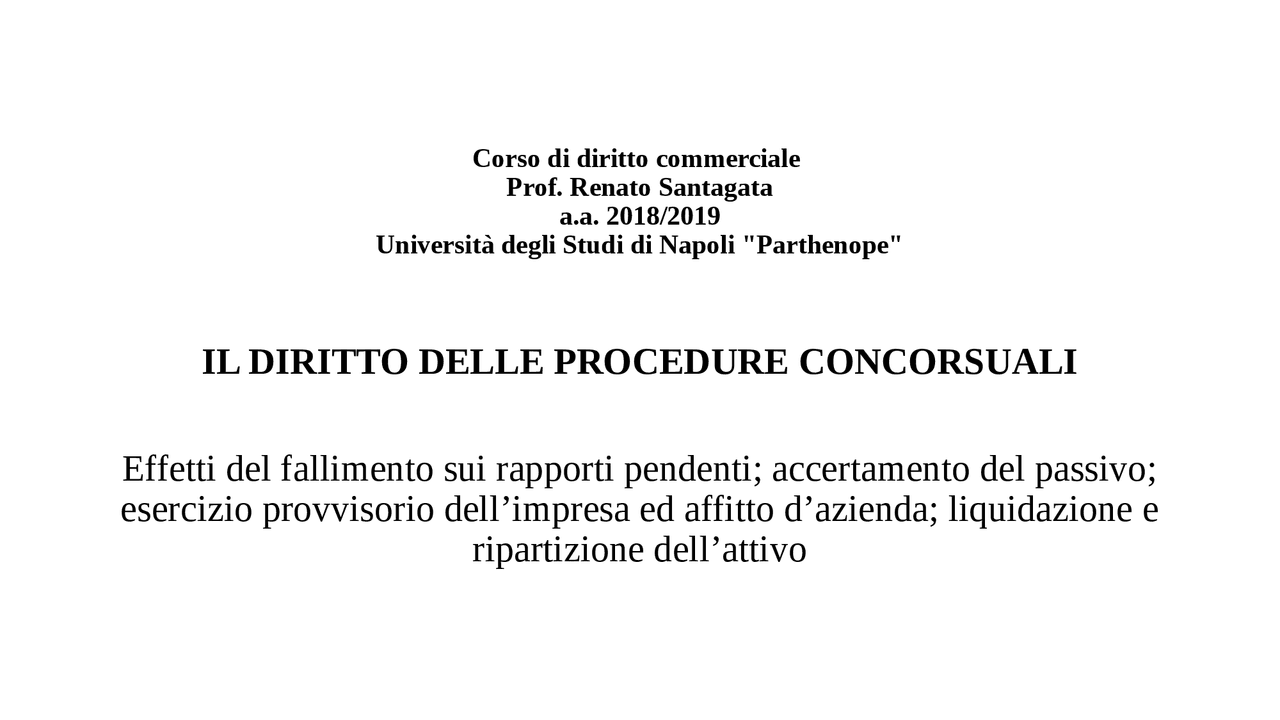 Procedure Concorsuali Docsity