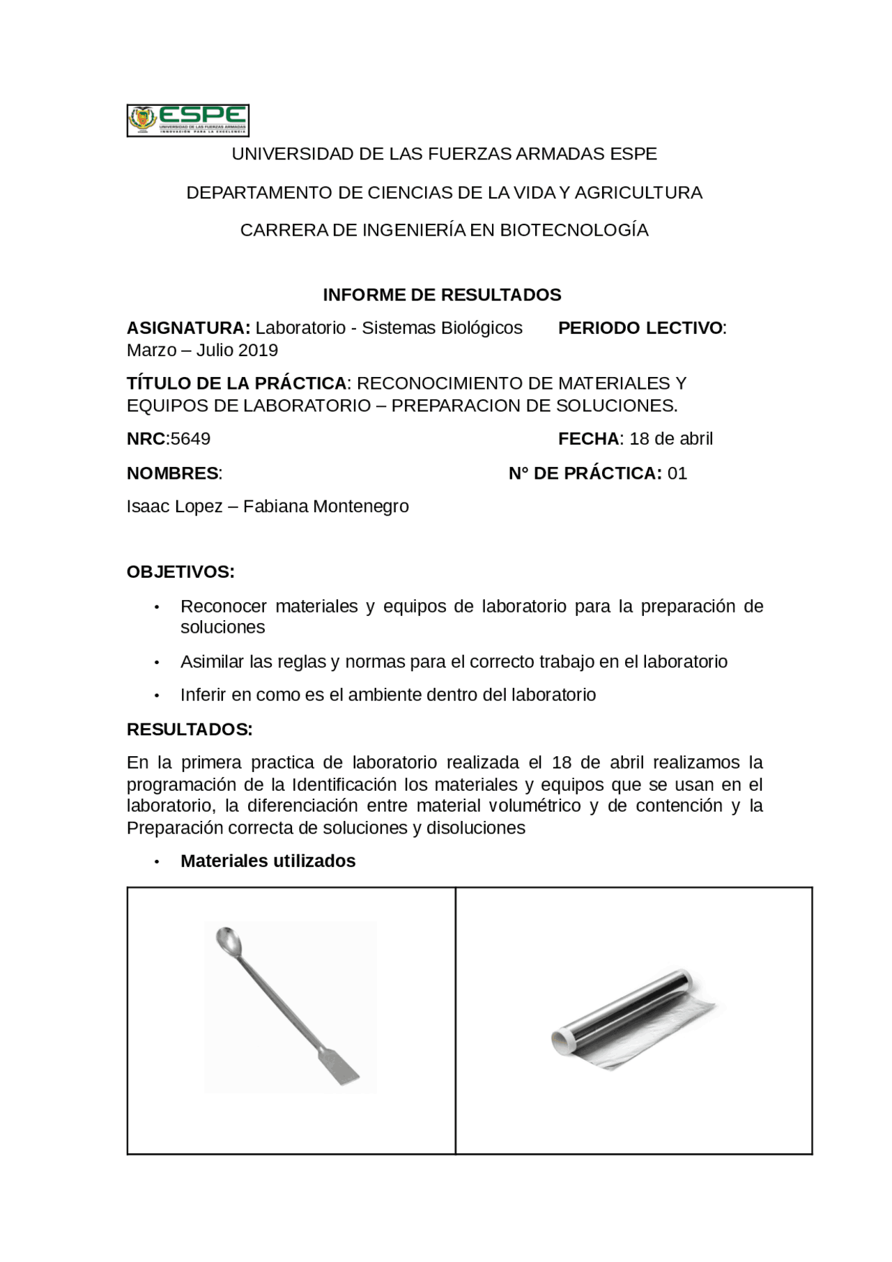 Practica De Laboratorio Apuntes De Química Docsity