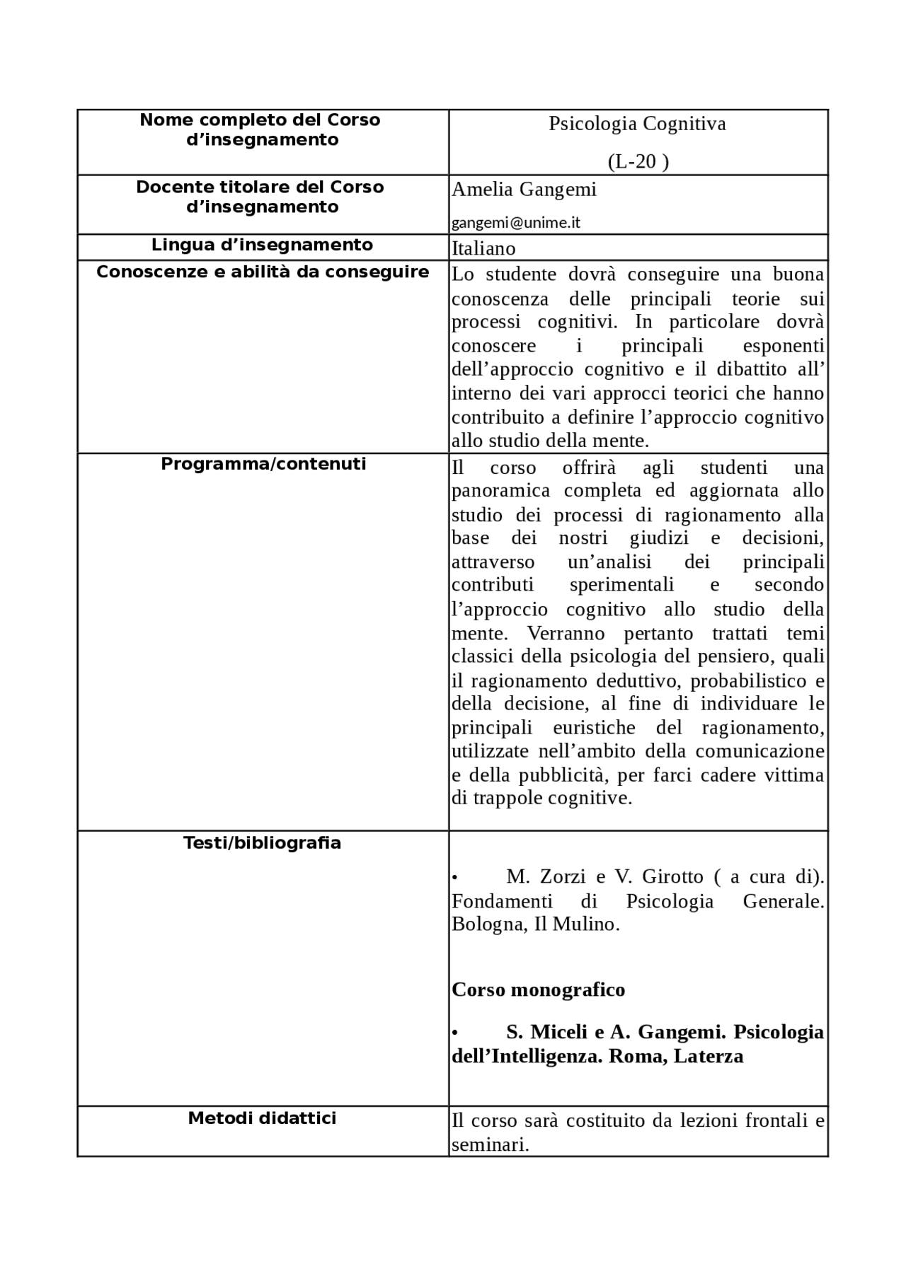 Psicologia Cognitiva Docsity