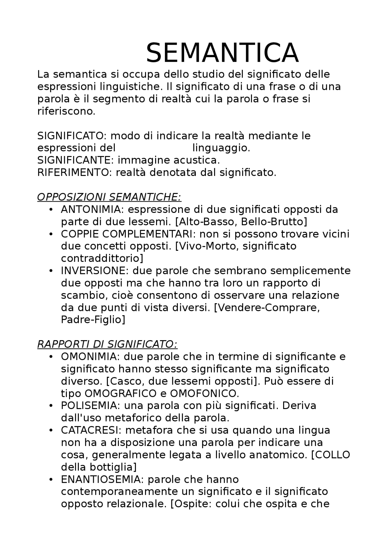 Morfologia Semantica E Sintassi Docsity