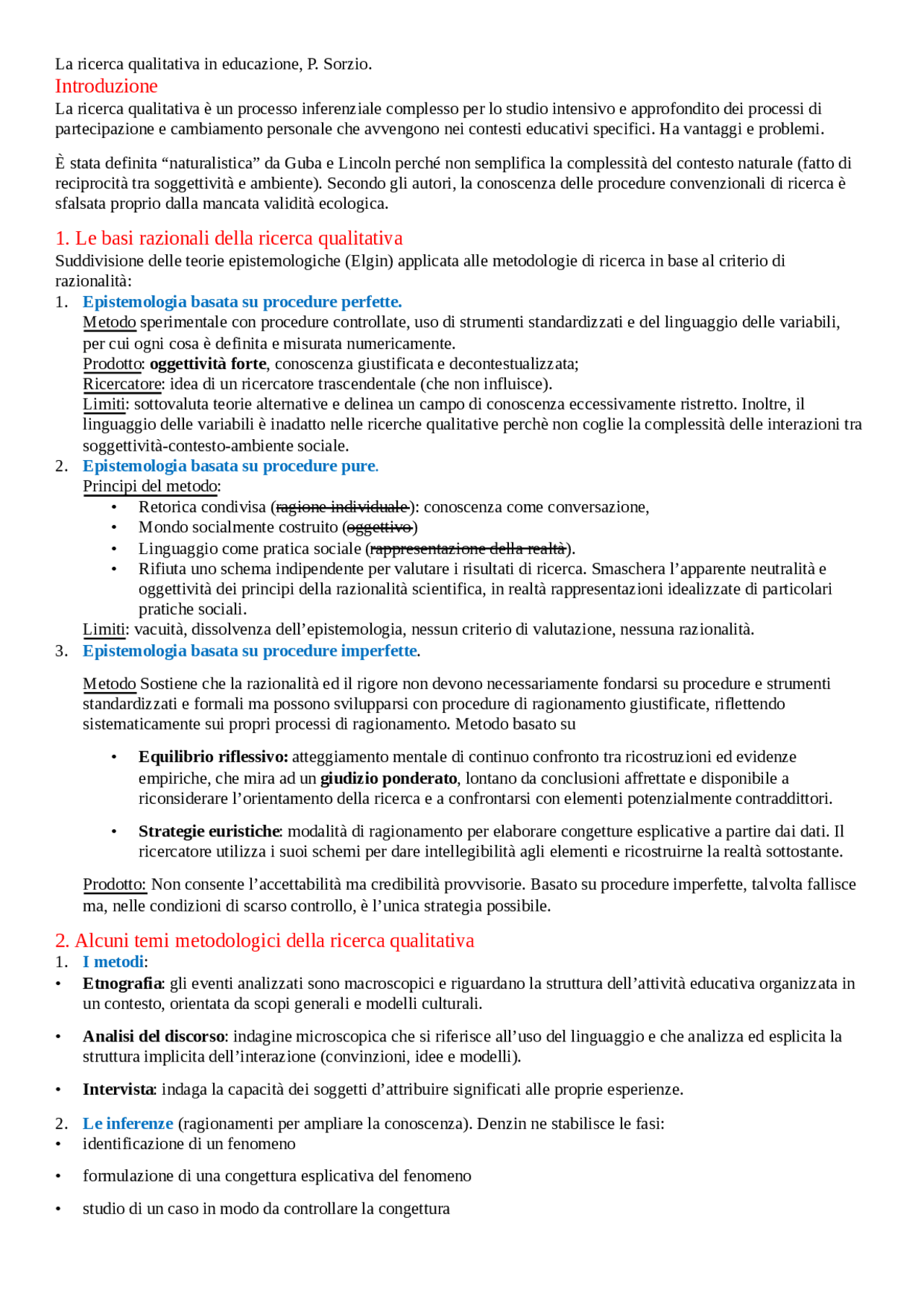 Paolo Sorzio La Ricerca Qualitativa In Educazione Docsity