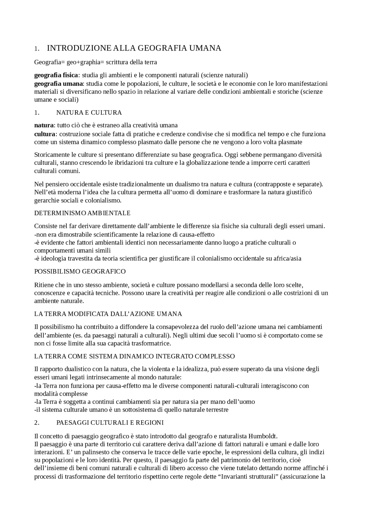 Geografia Umana Un Approccio Visuale Sintesi Cap1 Docsity