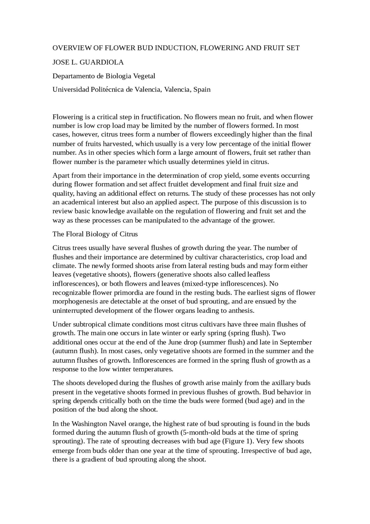 OVERVIEW OF FLOWER BUD INDUCTION - Docsity