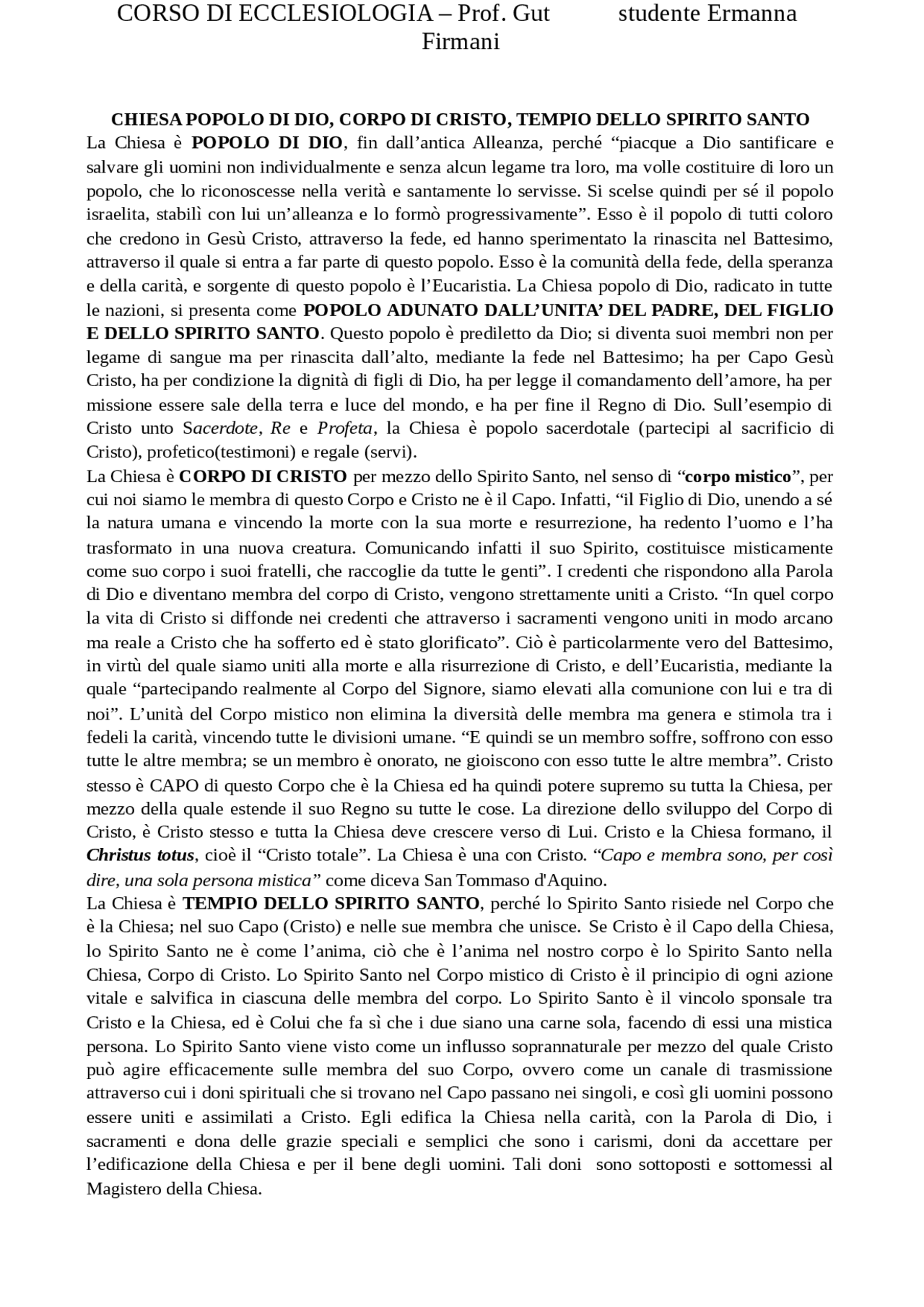 La Chiesa E Il Popolo Di Dio Docsity