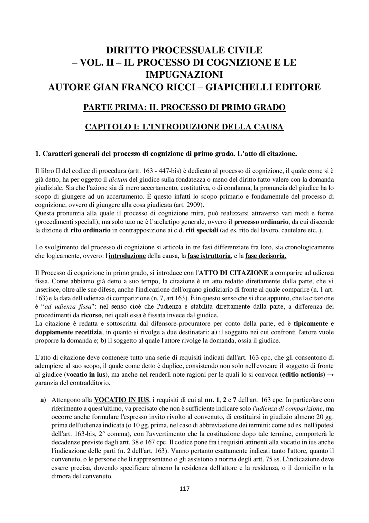 Riassunto Secondo Volume Ricci Docsity