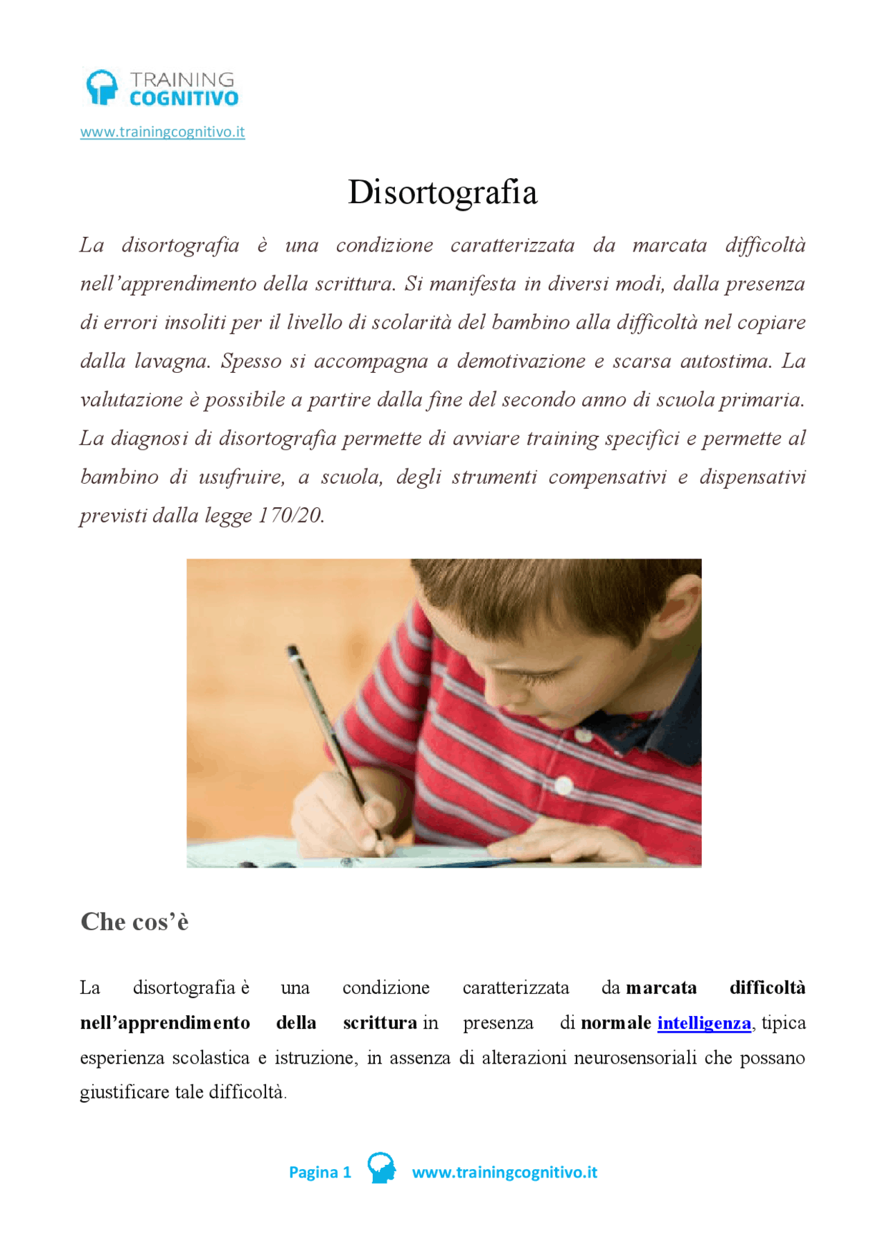 Disortografia nei bambini - Docsity