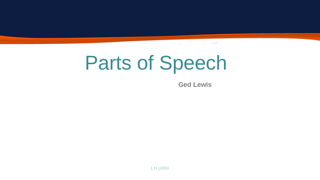 Parts of Speech , power points - Docsity