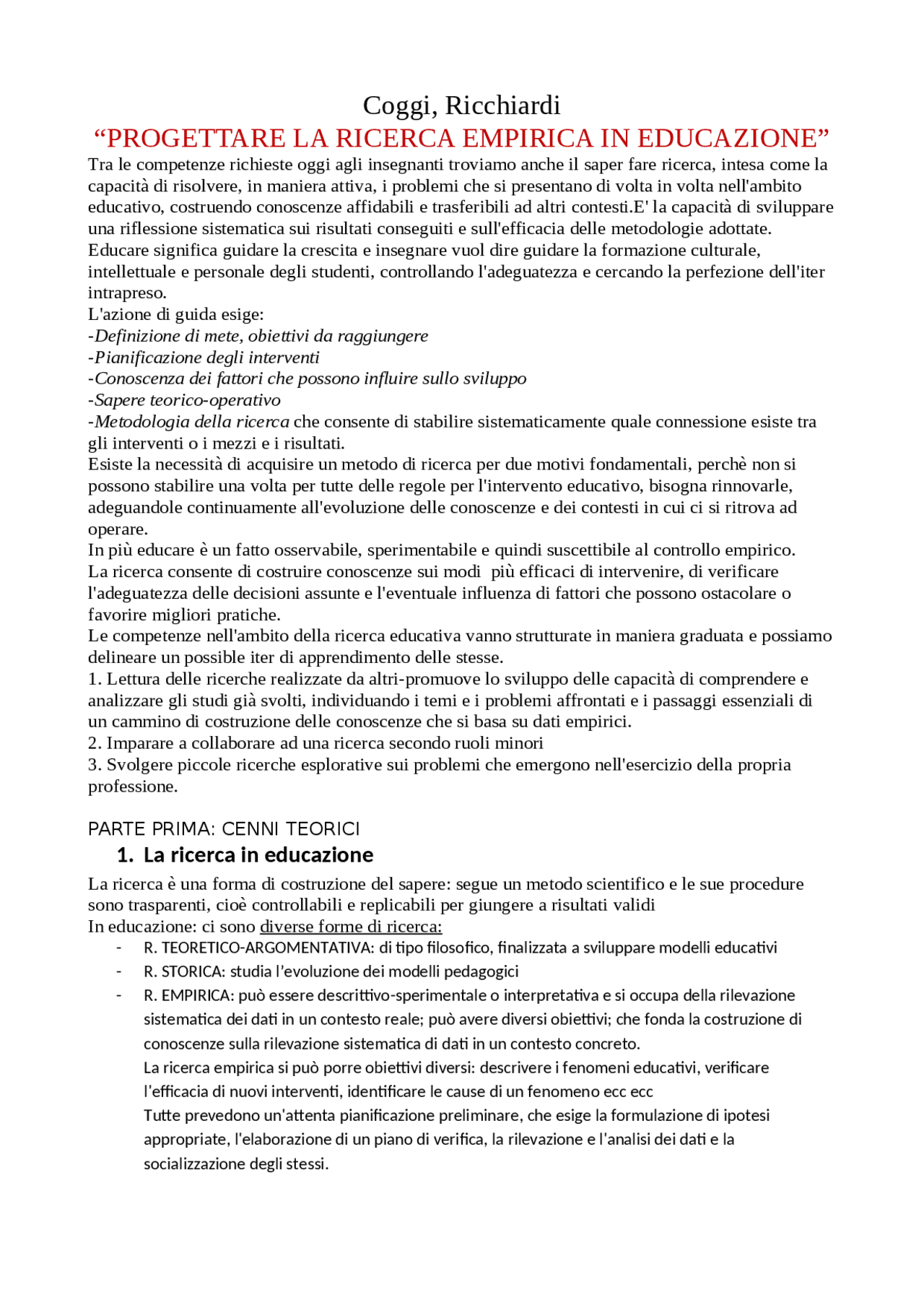 Progettare La Ricerca Empirica In Educazione Docsity
