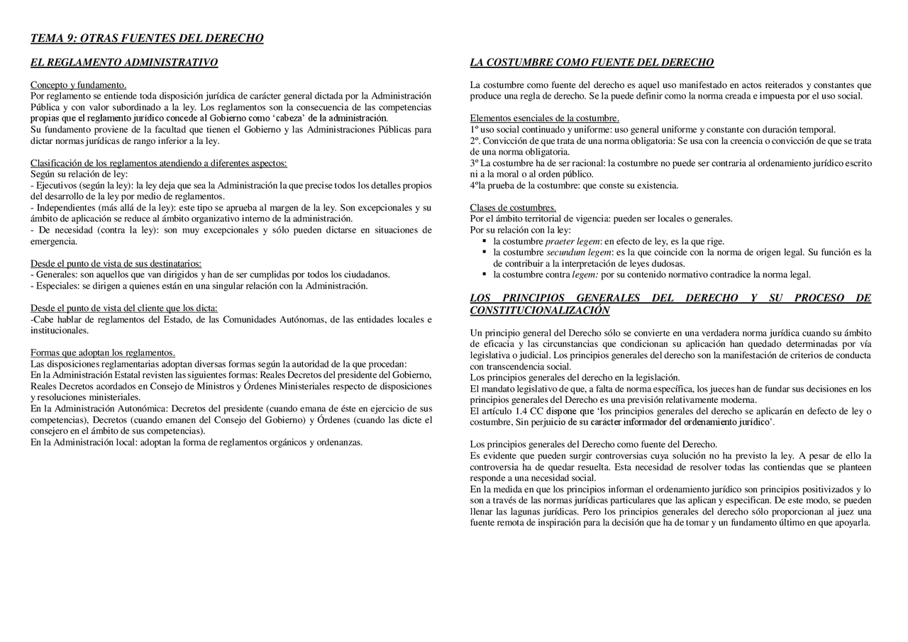 Derecho Constitucional Básico Tema 9 Docsity
