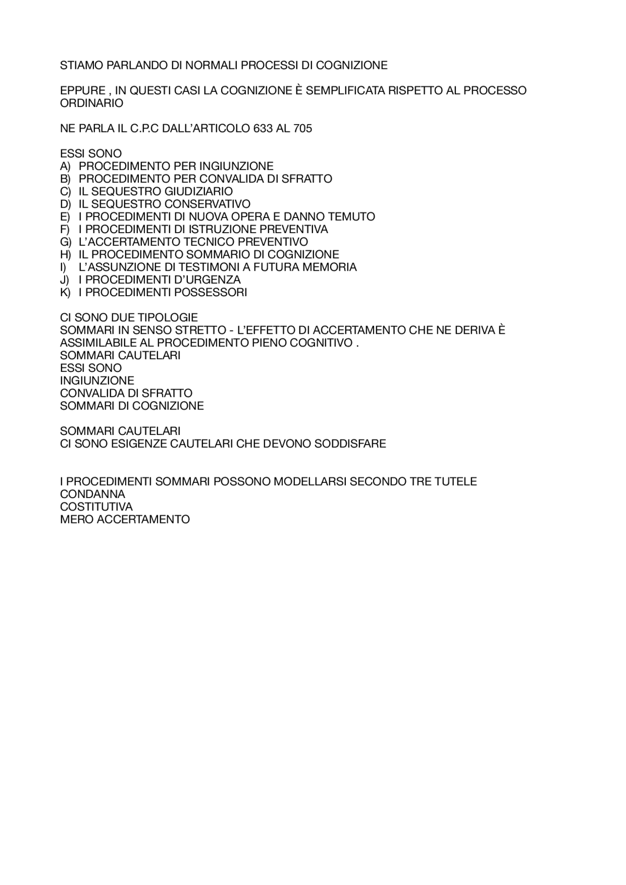 I Procedimenti Sommari Parte Generale Docsity
