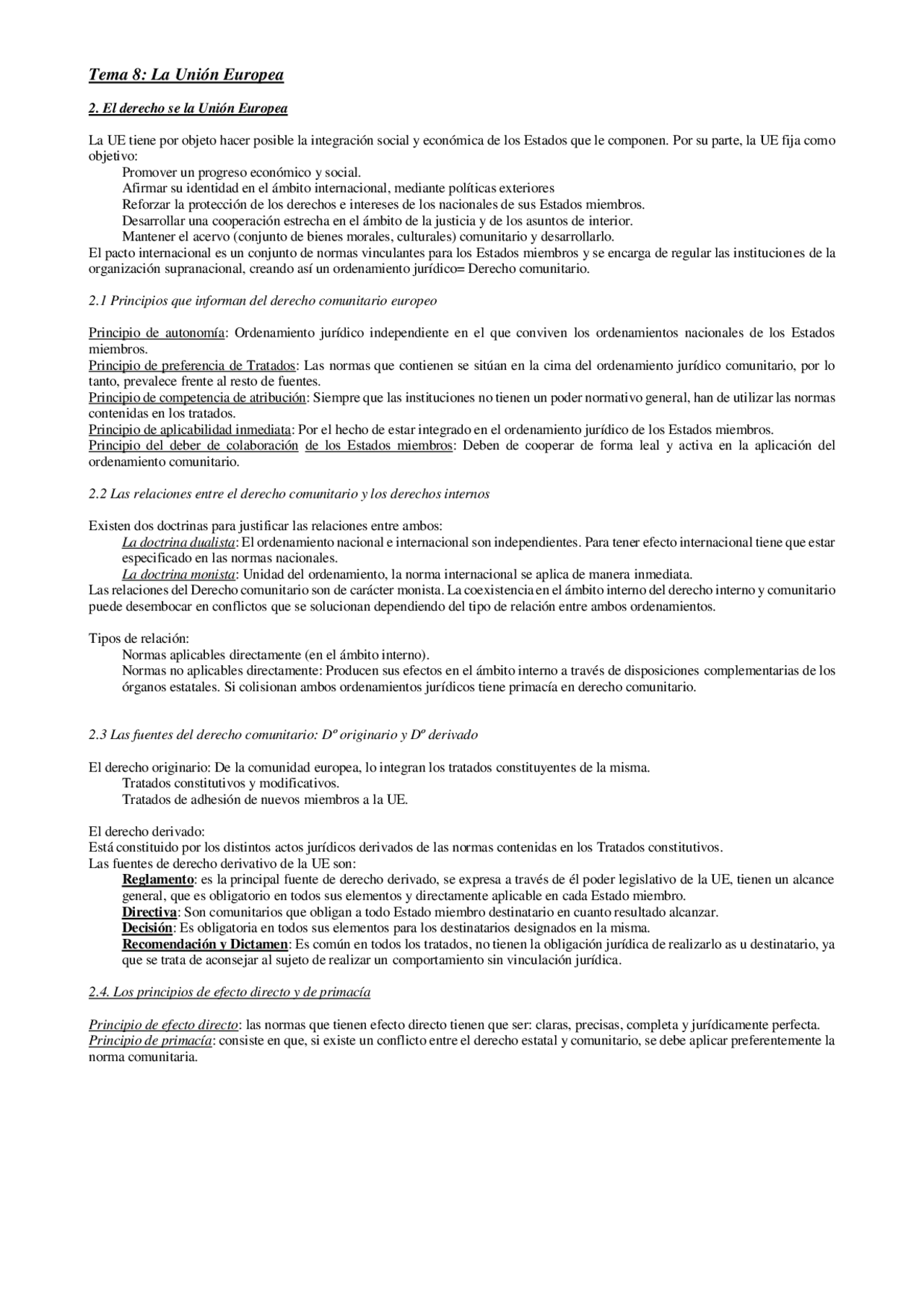 Derecho Constitucional Básico Tema 8 Docsity