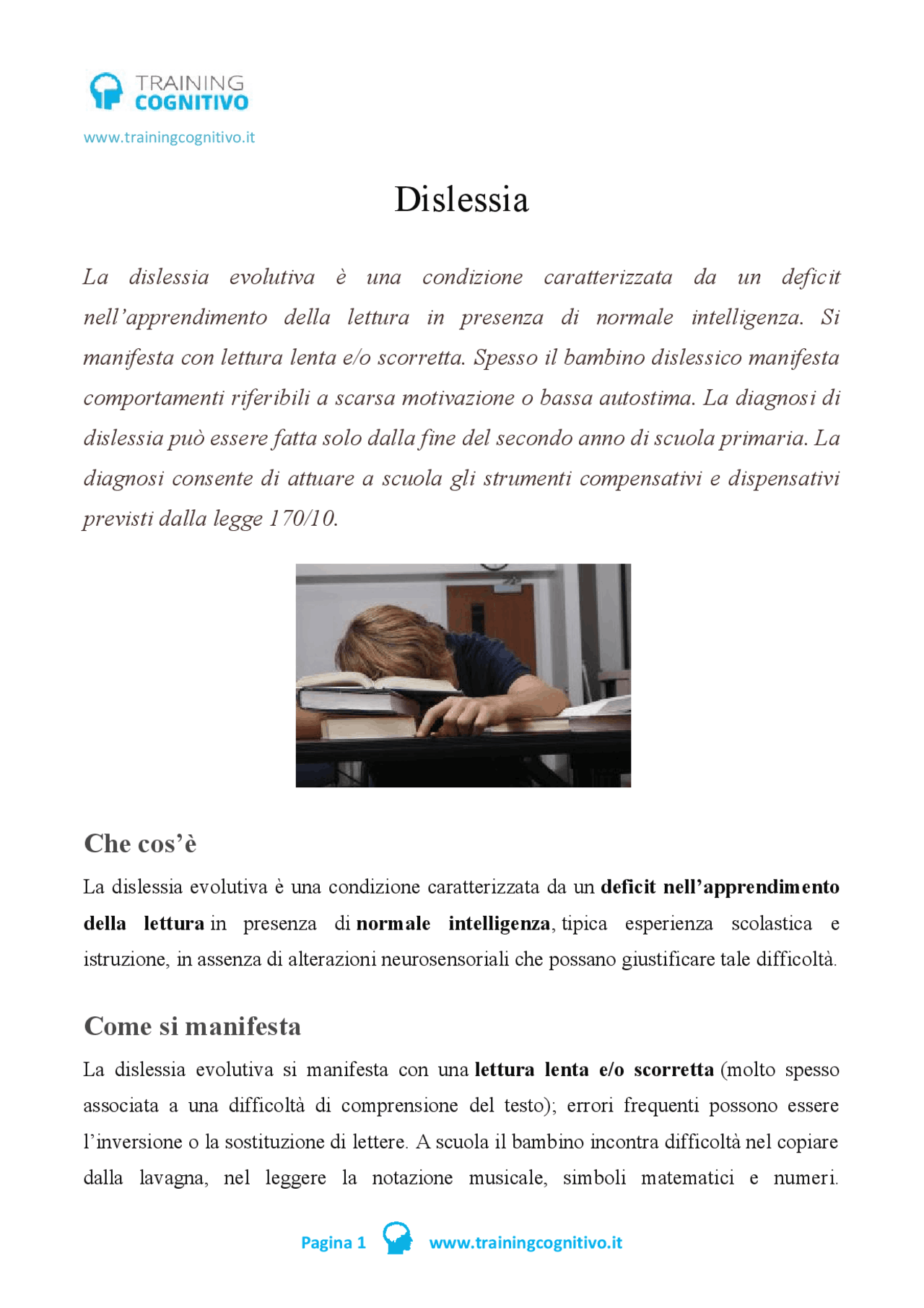 Dislessia Evolutiva Psicologia Docsity