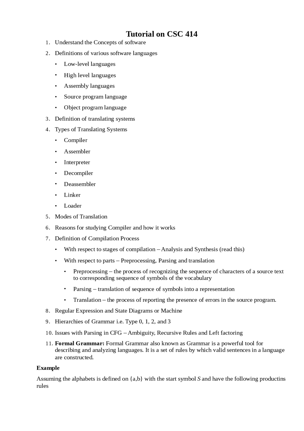 Compiler Construction Docsity