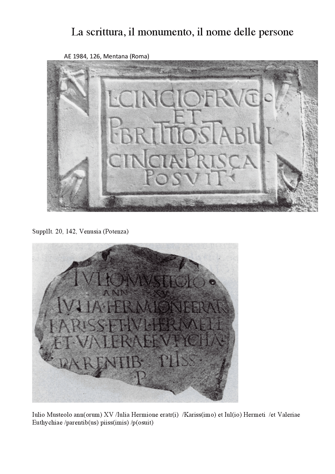 Slides Lezioni di Storia Romana prof. Daniela Motta "La scrittura, il ...