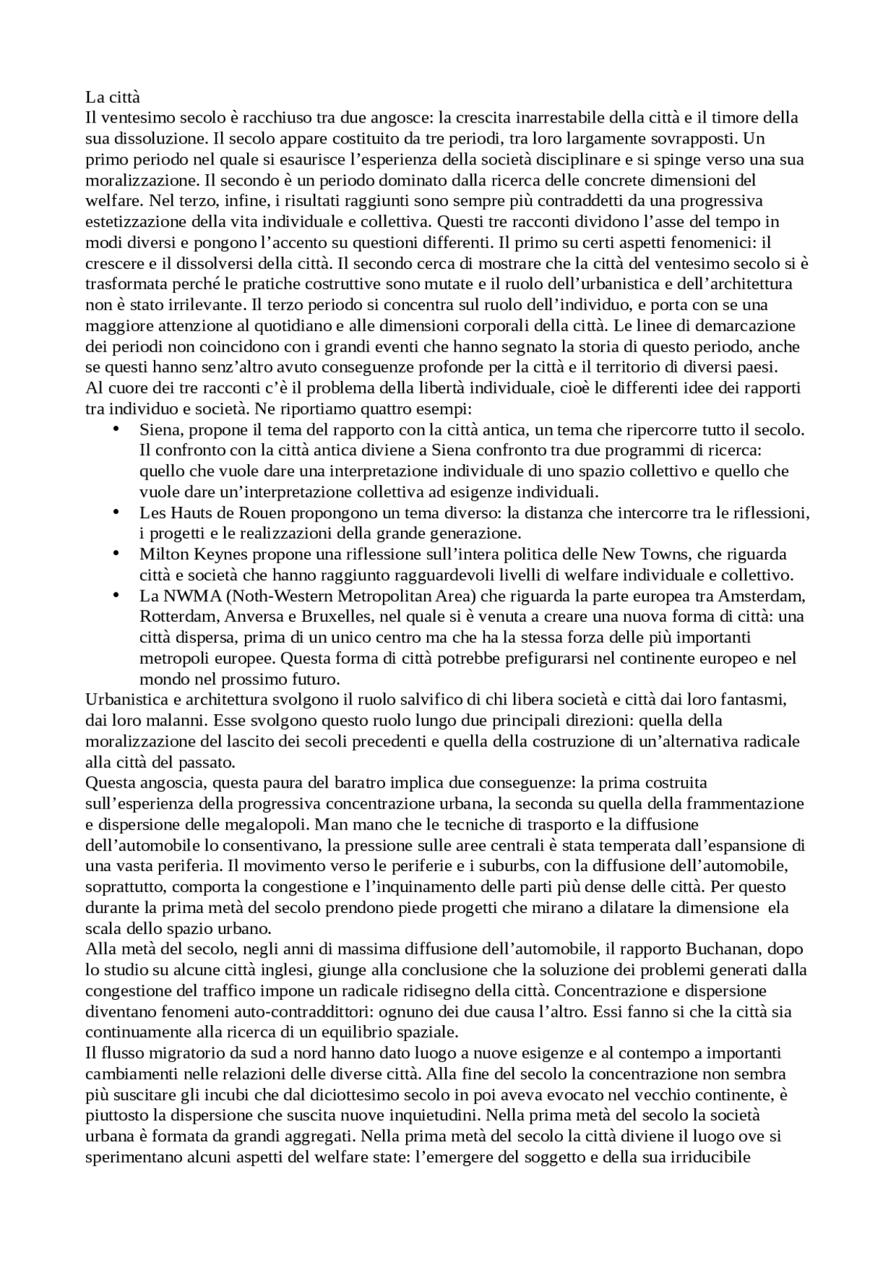 La Città Del Xx Secolo Bernardo Secchi Docsity