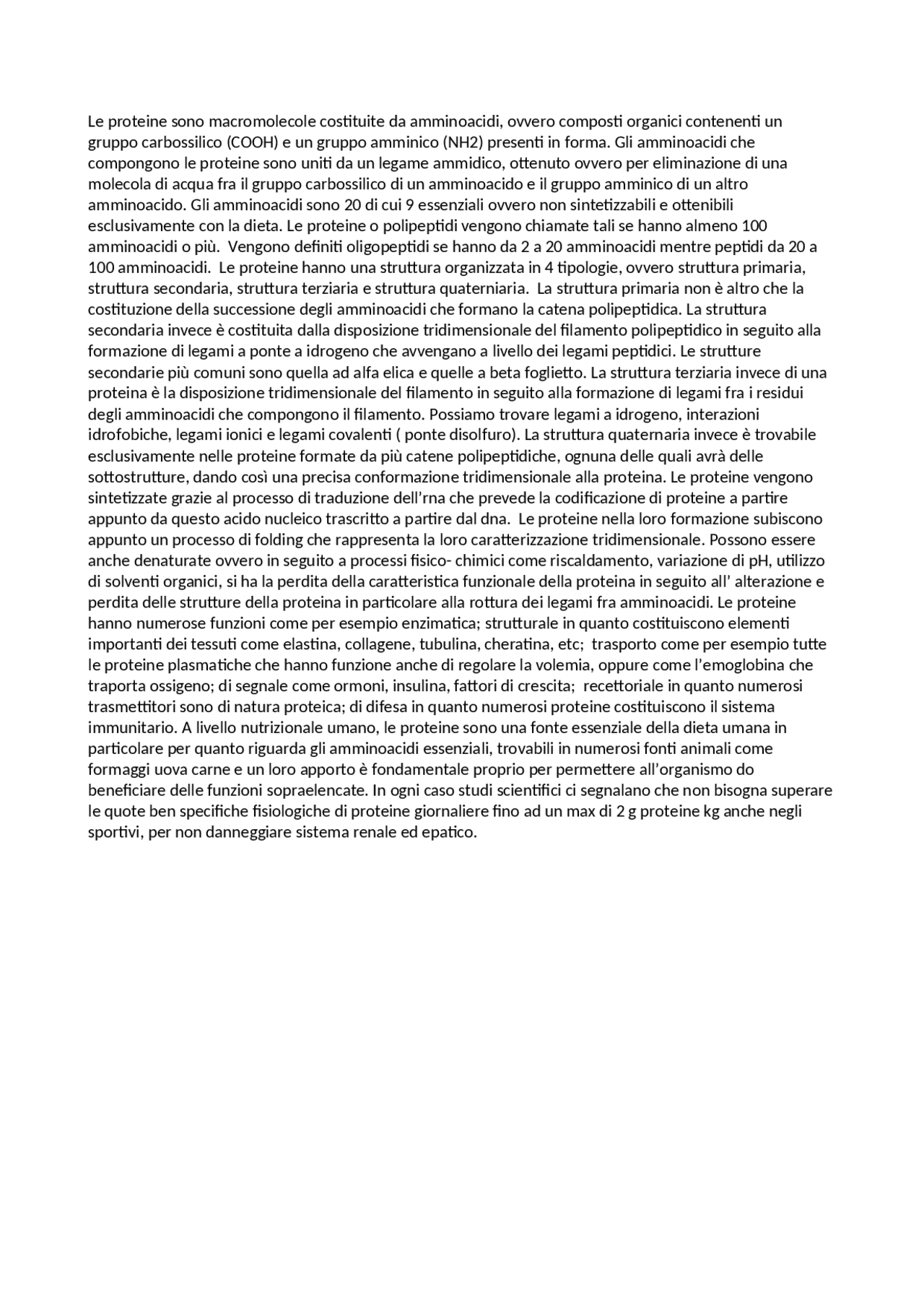 Riassunto Struttura Proteine Dispense Di Biologia Docsity
