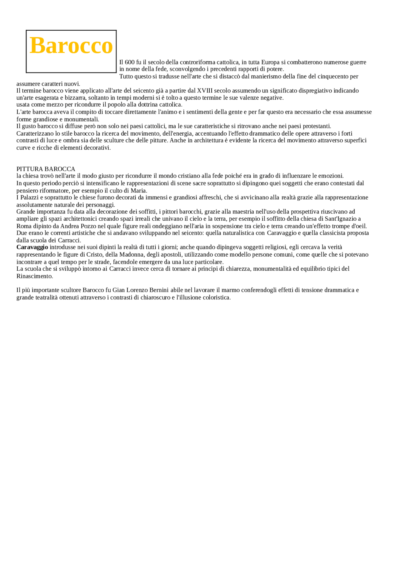 Il Seicento Appunti Docsity