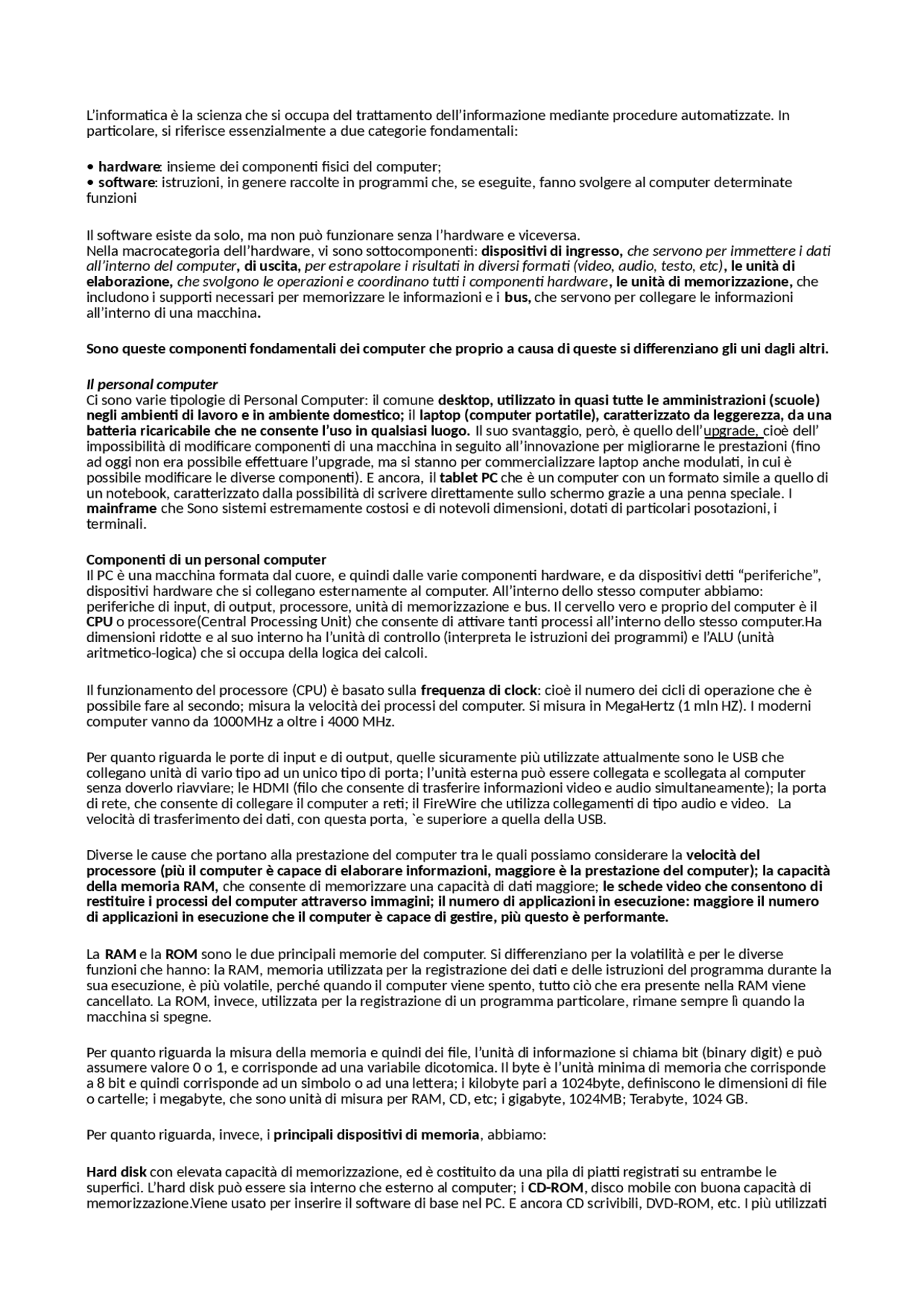 Informatica Computer Essentials Appunti Di Elementi Di Informatica