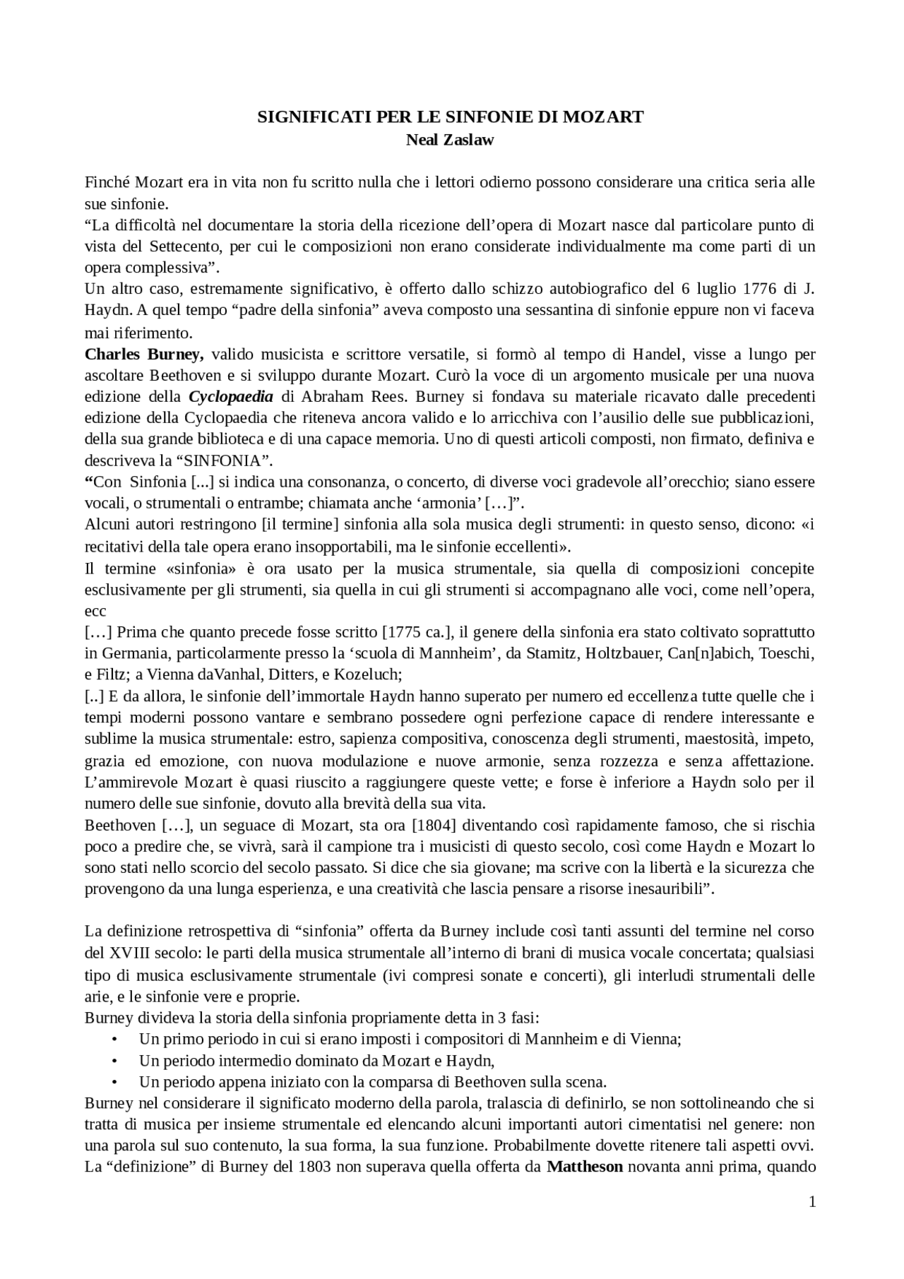Sinfonie Mozart E Zaslaw Docsity