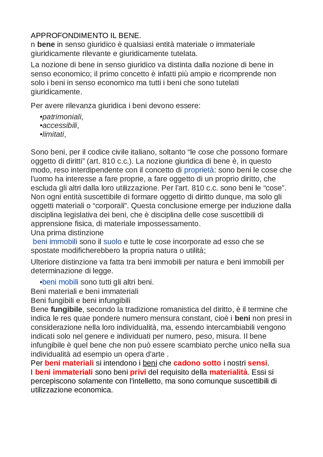 Schema Riassuntivo Sul Bene Giuridico Definizioni Principali Docsity