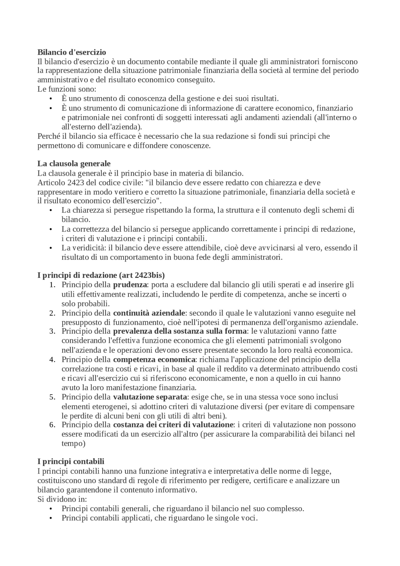 Bilancio Desercizio Docsity