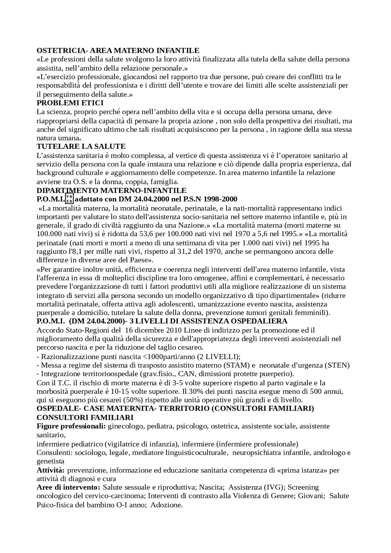 Lostetricia E I Suoi Concetti Di Base Docsity