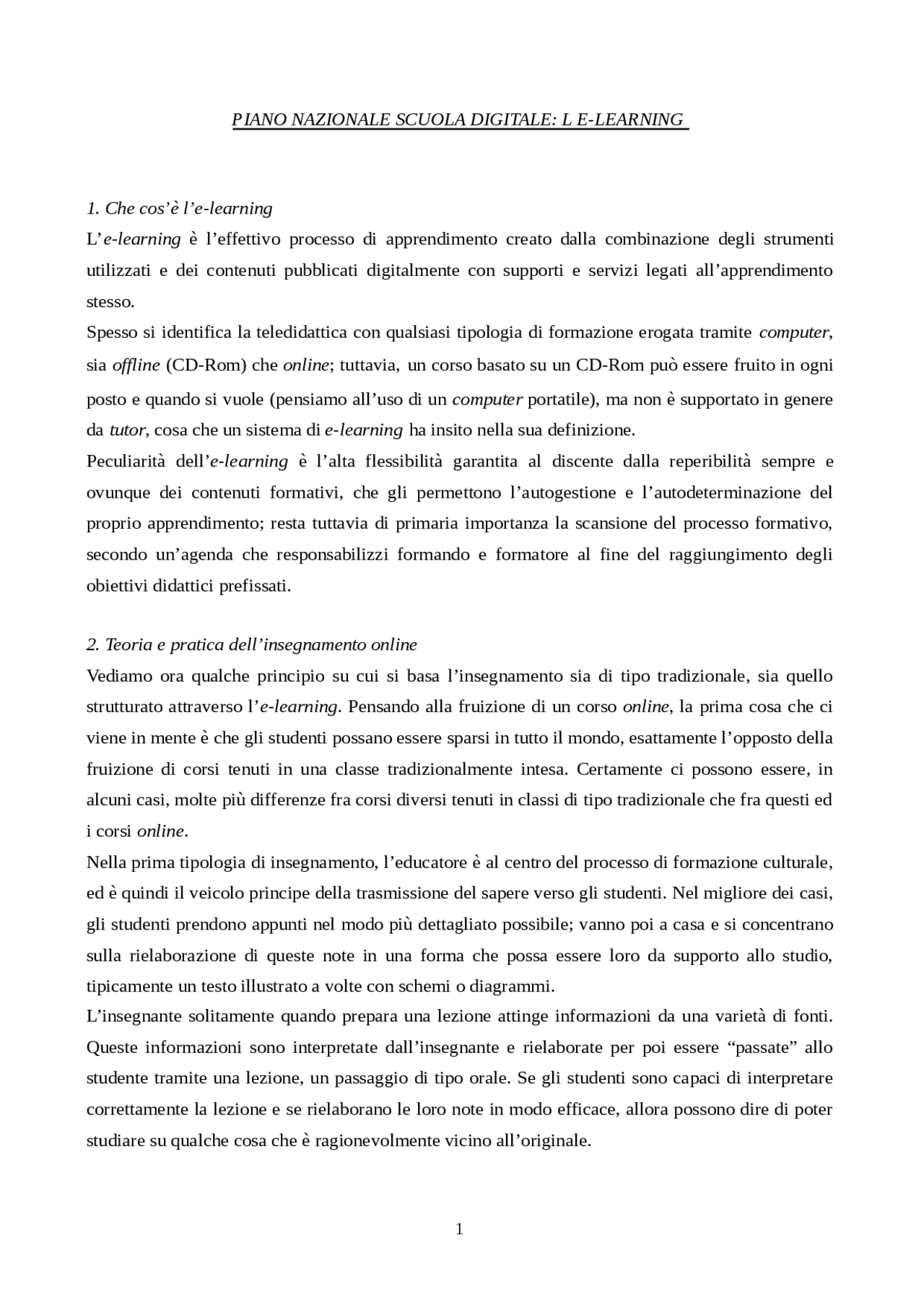 Lelearning Nella Scuola Digitale Docsity