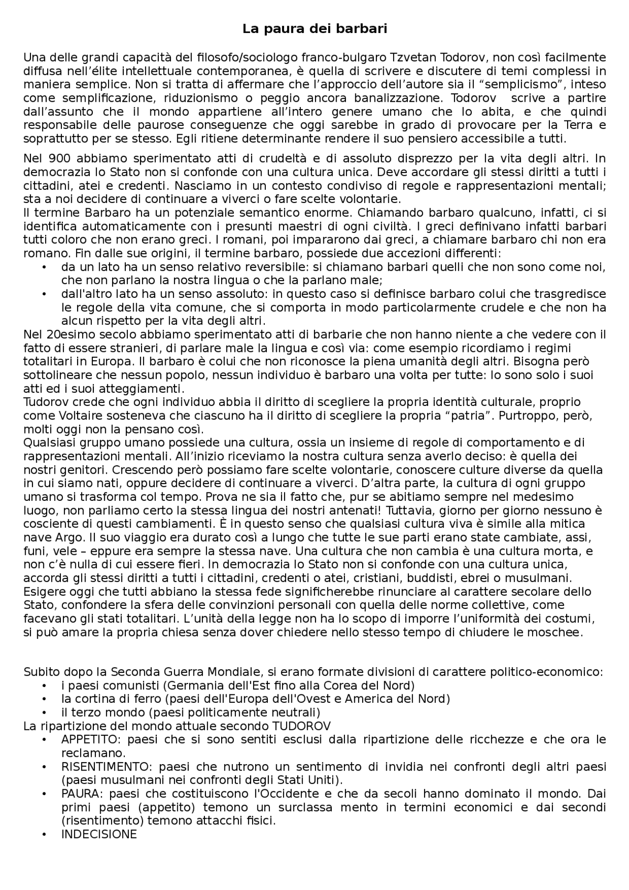 La Paura Dei Barbari Docsity