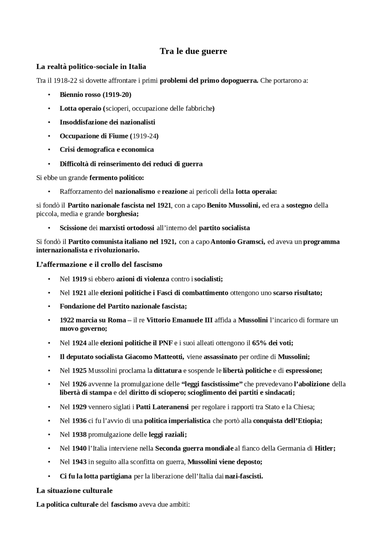 Tra Le Due Guerre Fascimo E Nazismo Docsity