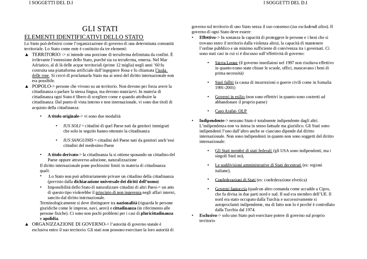 Riassunto Dettagliato Di Diritto Internazionale Parte 1 Docsity
