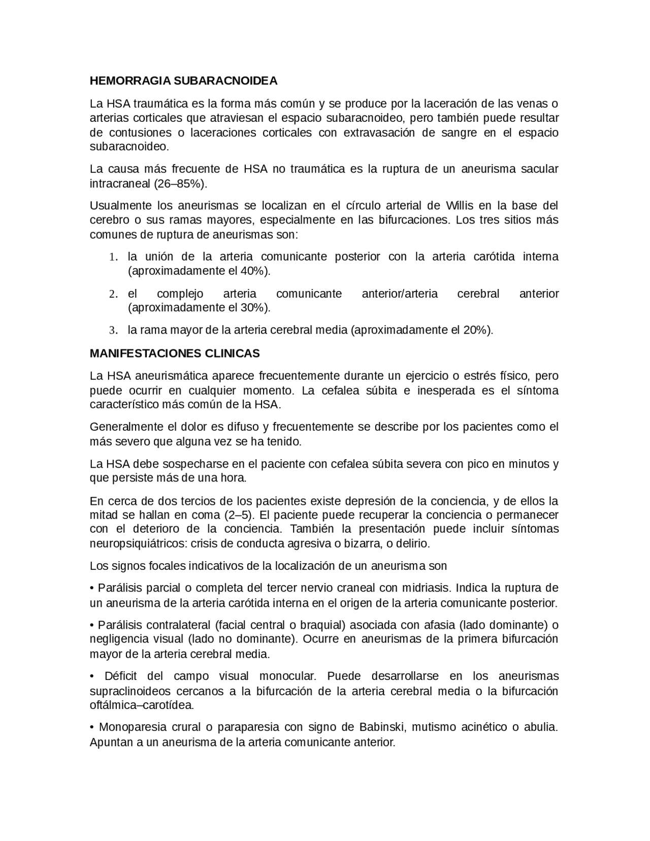 Hemorragia Subaracnoidea Apuntes De Neurología Docsity