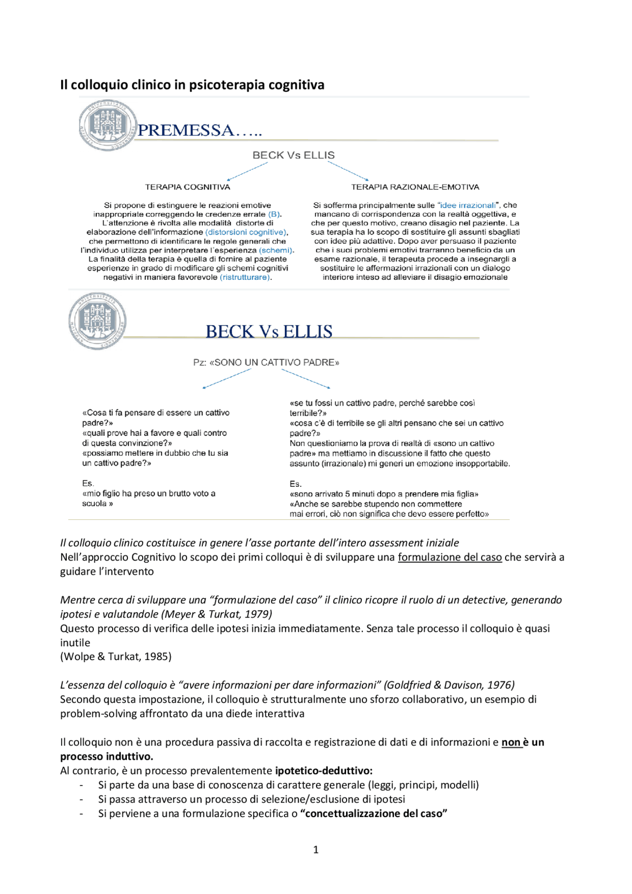 Teoria E Tecniche Del Colloquio Riassunto Docsity