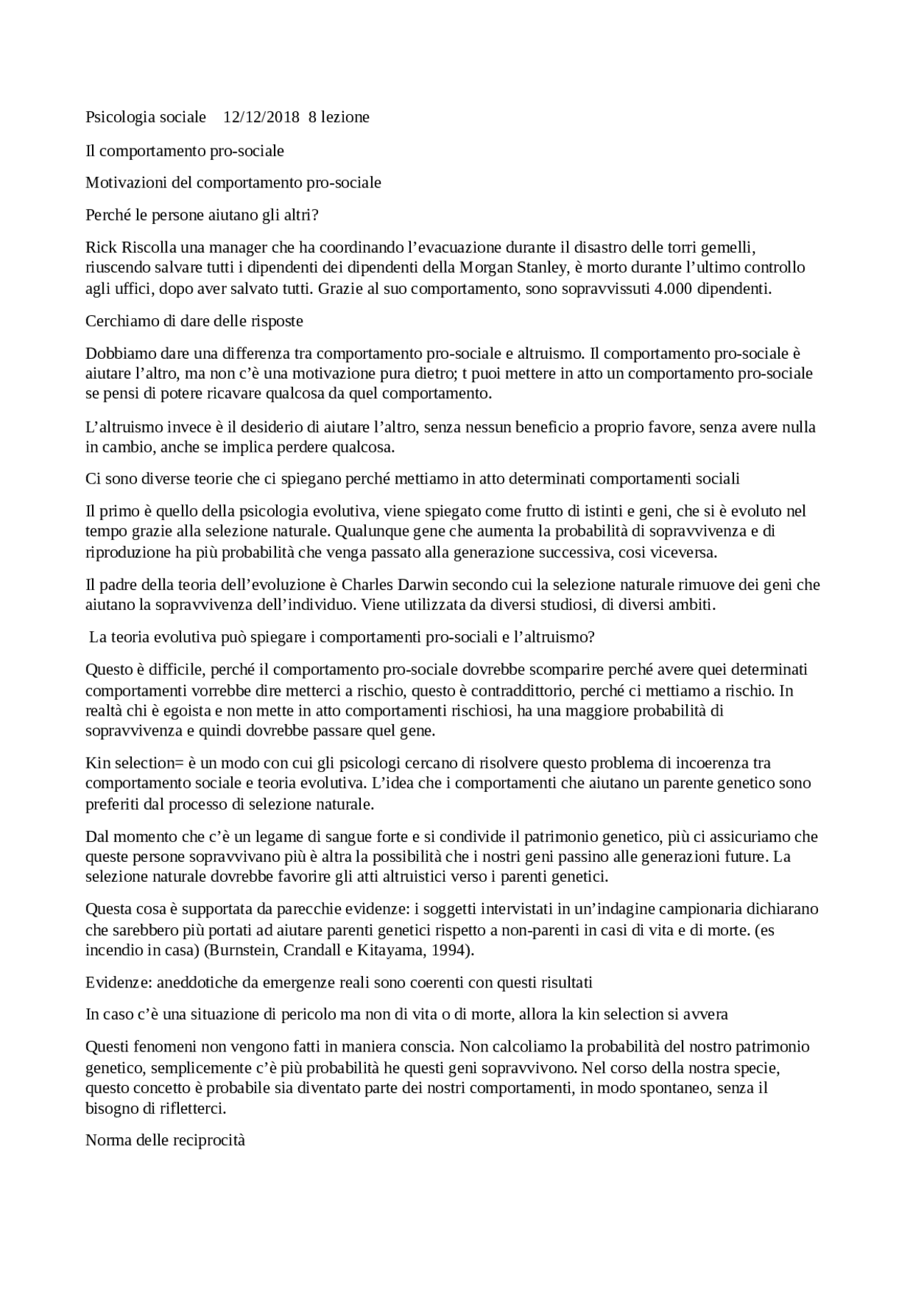 Decima Lezione Di Psicologia Sociale Sul Comportamento Prosociale Docsity