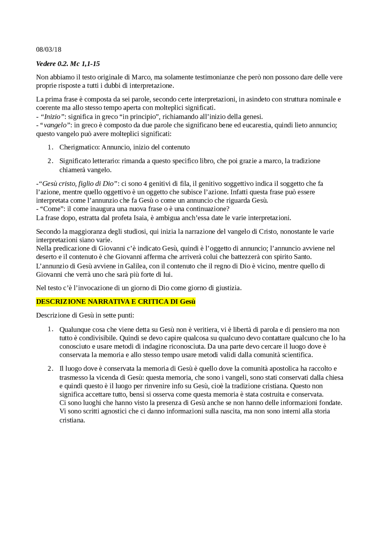 Le Parabole Nel Vangelo Di Marco Docsity
