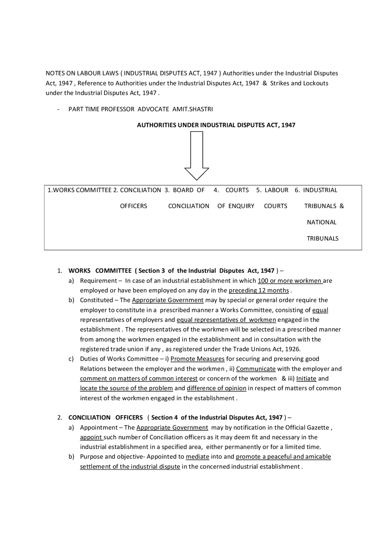 Notes On Labour Laws Docsity